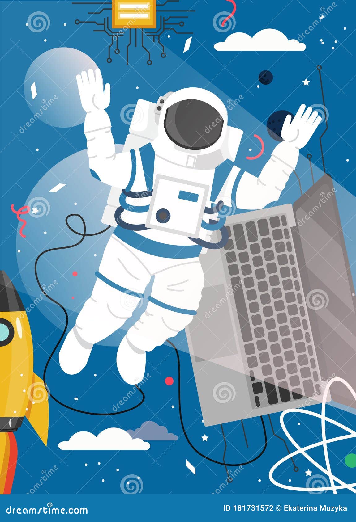 Quantum Computing Space Exploration Vector Poster Template Stock Vector ...