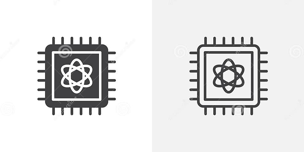 Quantum Computing Thin Line Vector Icon Set Stock Illustration ...