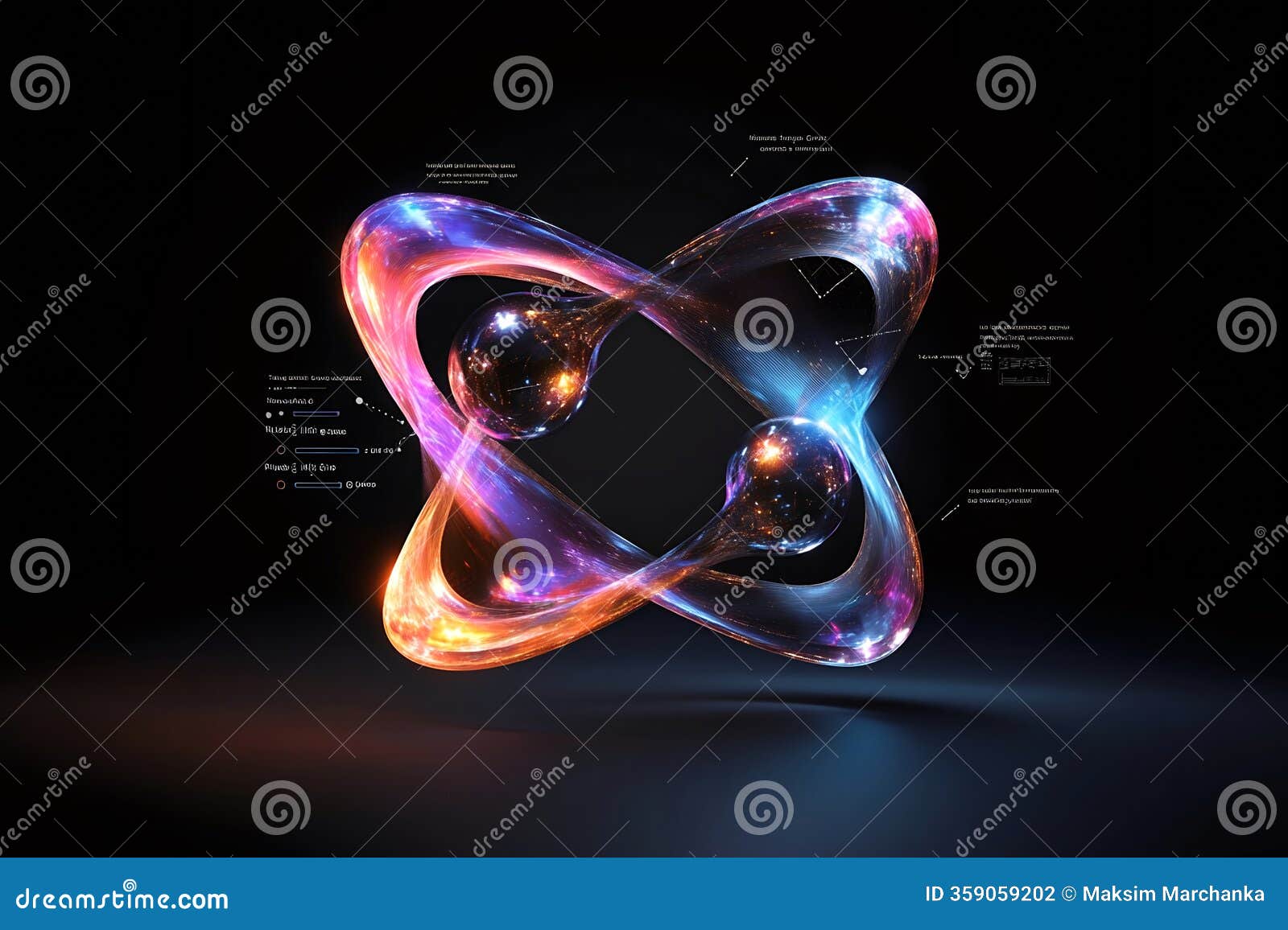 Quantum Connection Illustrated between Two Particles Stock Photo ...