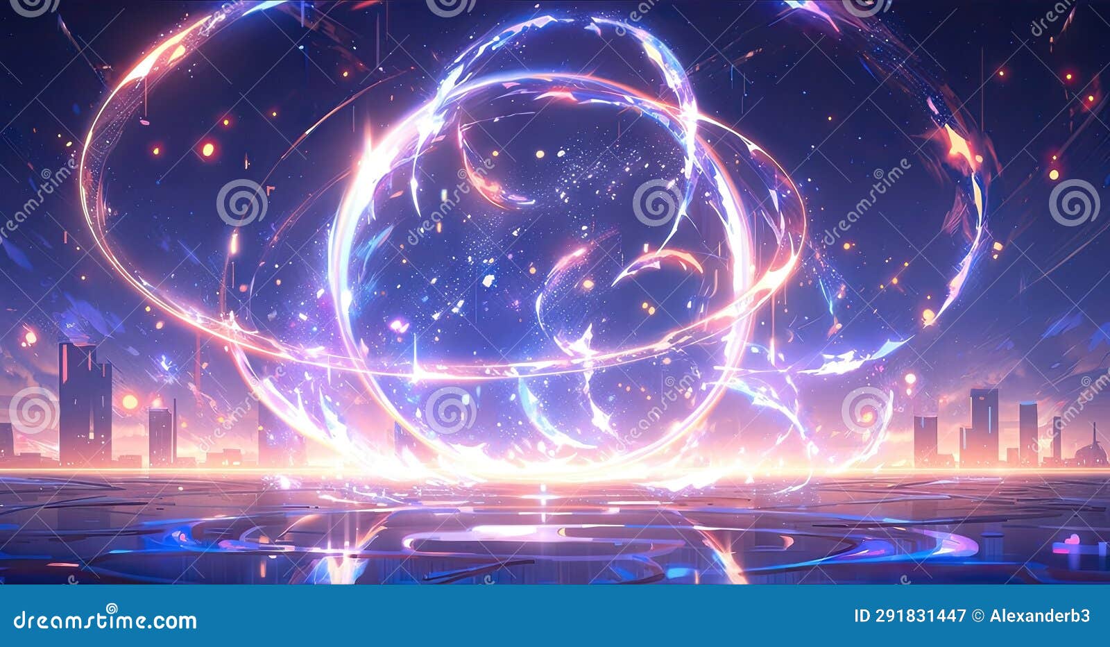 Quantum Correlation in Particle Physics. 3D Illustration of Quantum ...