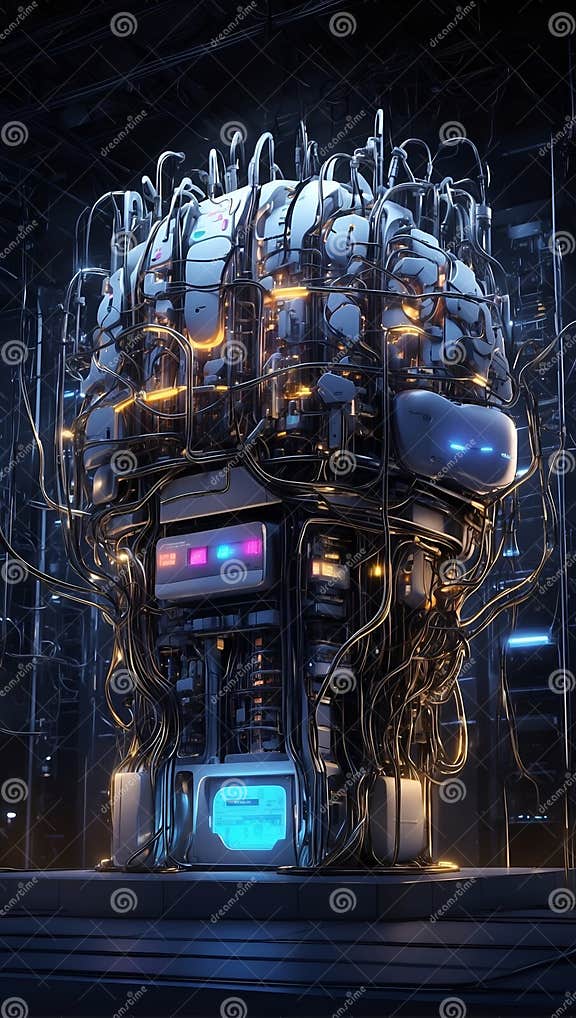 Quantum Cortex: a Biomechanical Marvel in Data Architecture. AI Generate Stock Illustration ...