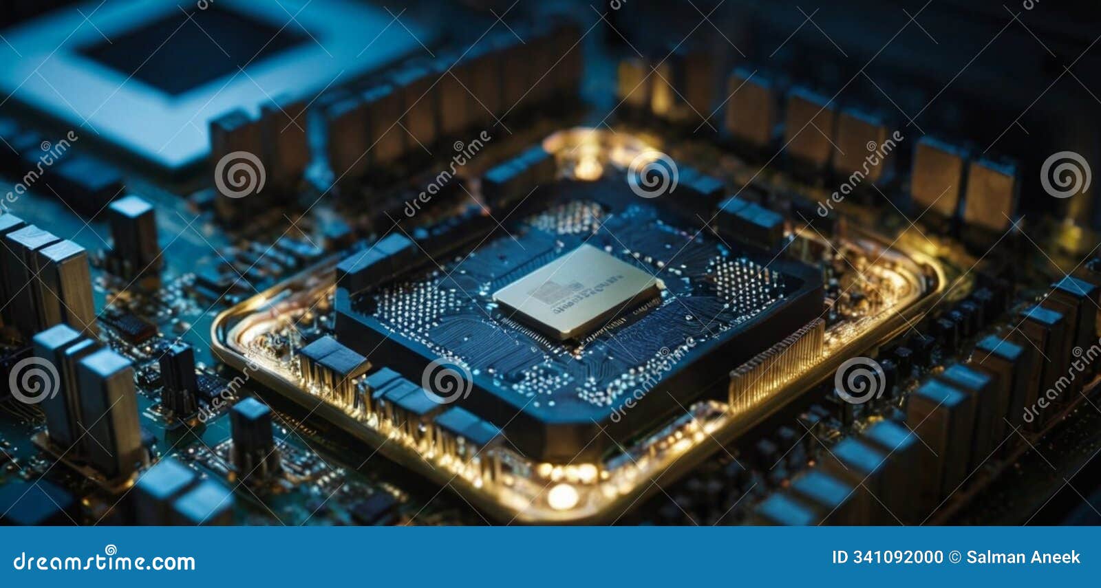 Quantum CPU The Heart Of Futuristic Computing On A PCB Motherboard ...