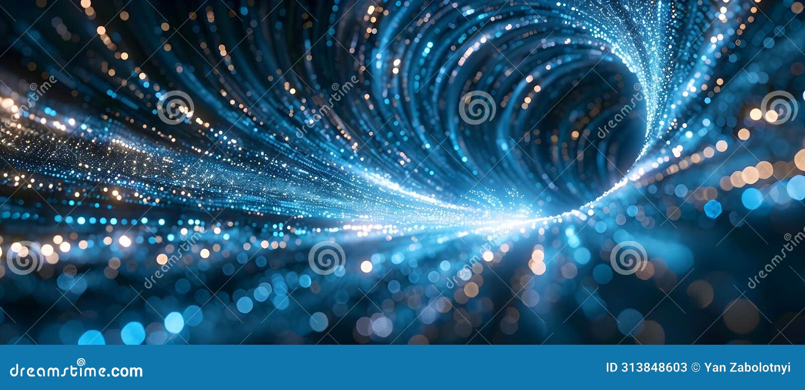 Quantum Data Vortex in Sparkling Blue. Concept Quantum Physics, Data ...