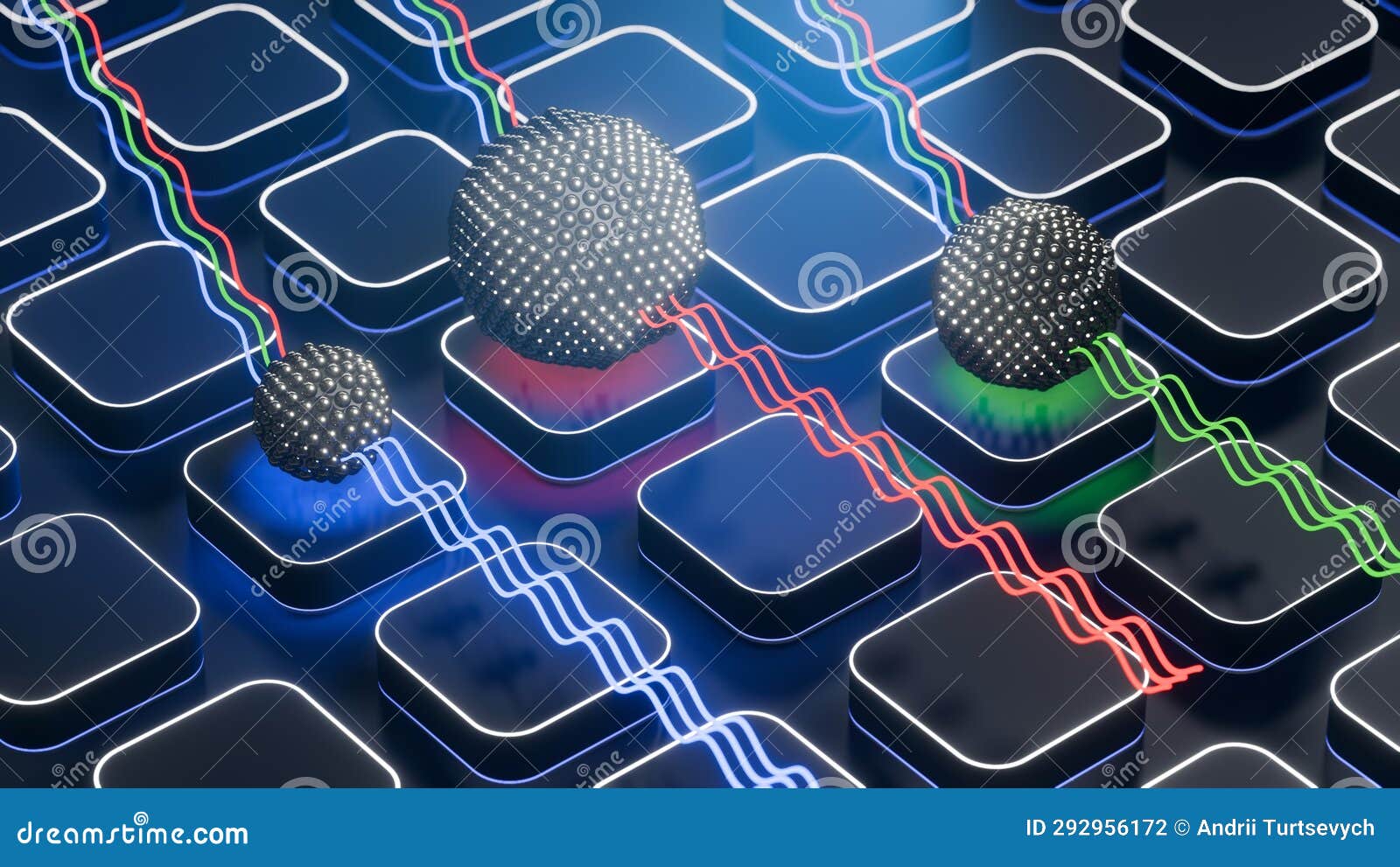 Quantum Dot Size Determines Wave Color in 3D Rendering Stock ...