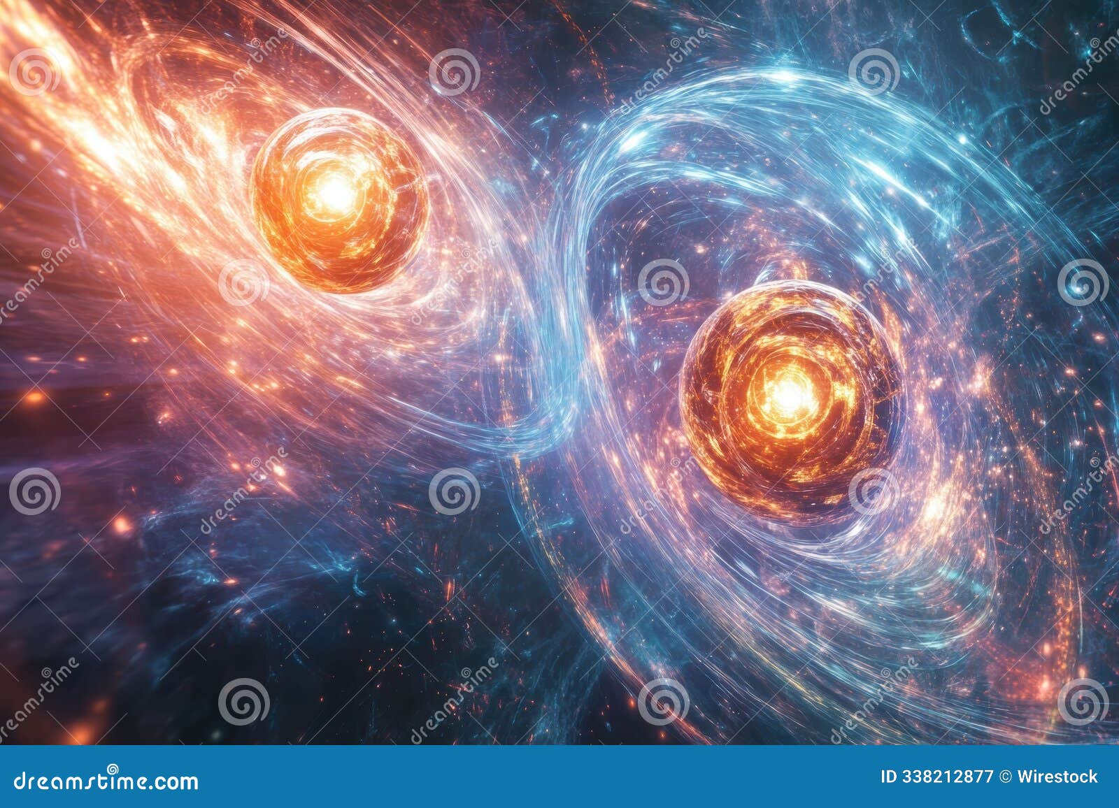 Quantum Entanglement with Glowing Particles and Energy Fields Stock ...