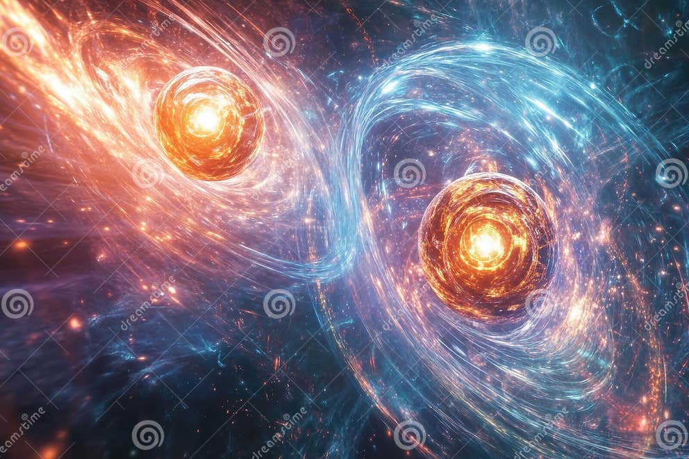 Quantum Entanglement with Glowing Particles and Energy Fields Stock ...