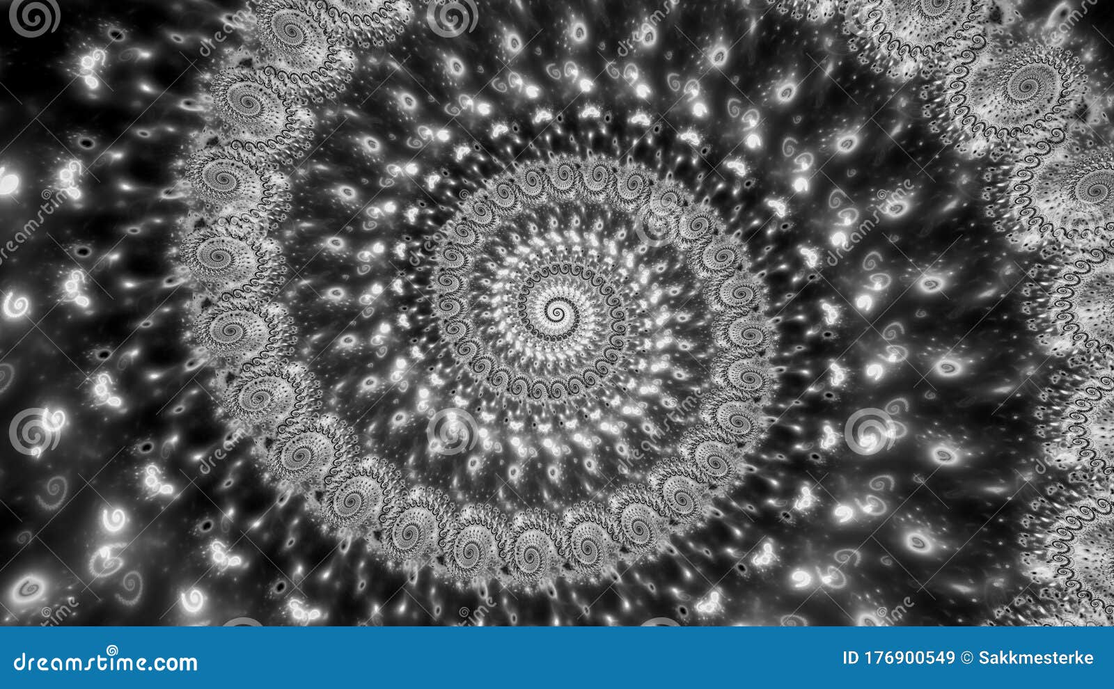 Quantum Fractal Spiral Black and White Effect Stock Illustration ...