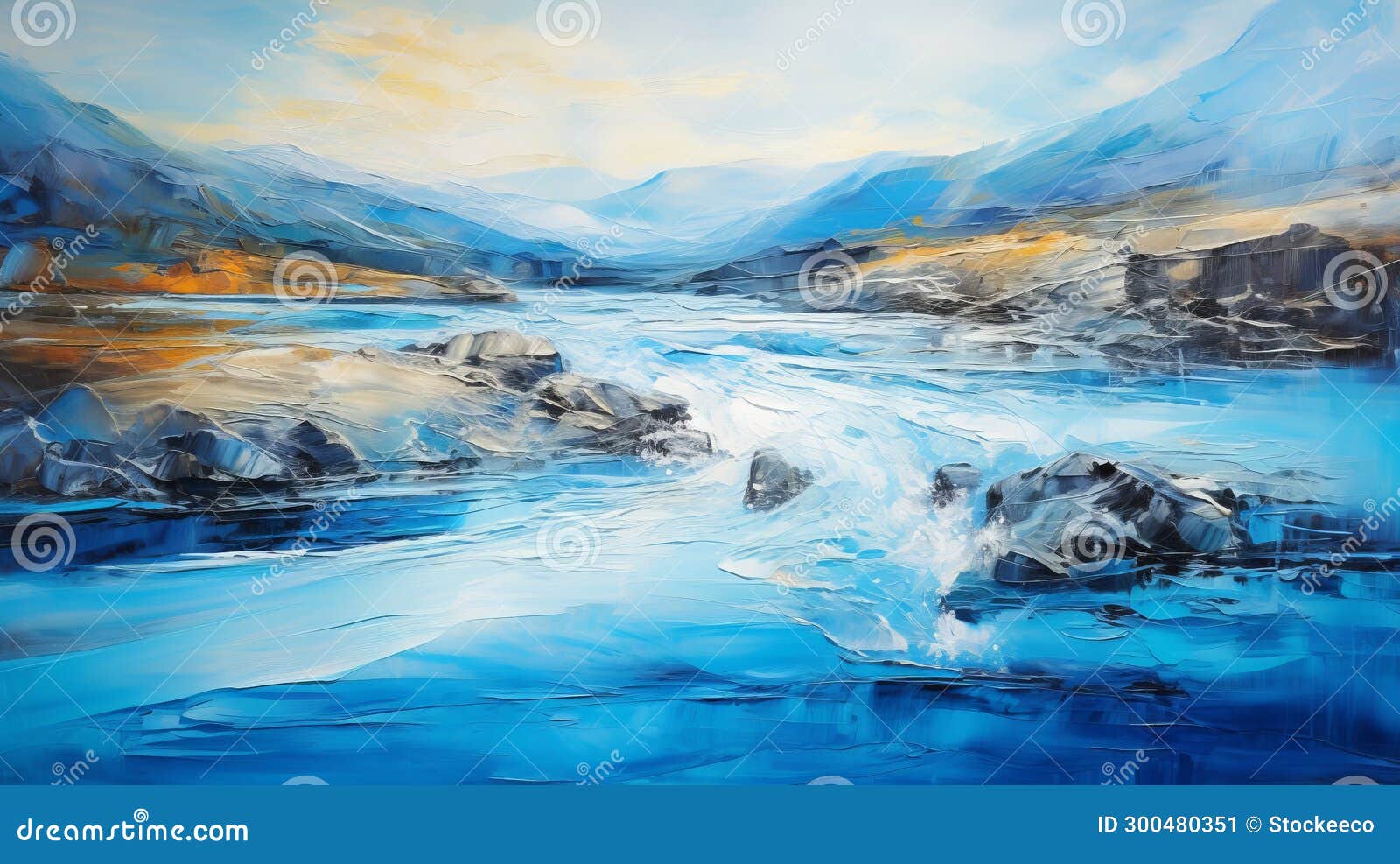 Quantum-inspired Art: Fluid Motion and Colors of the River Stock Image ...