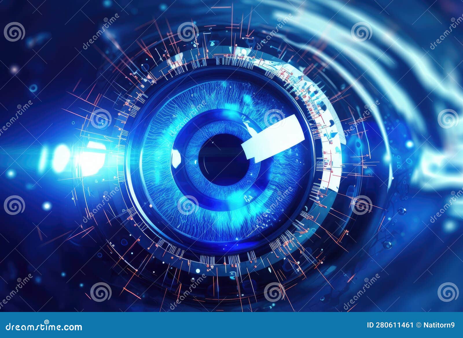 Quantum Interface: Futuristic Blue Eye Connected by Molecular ...