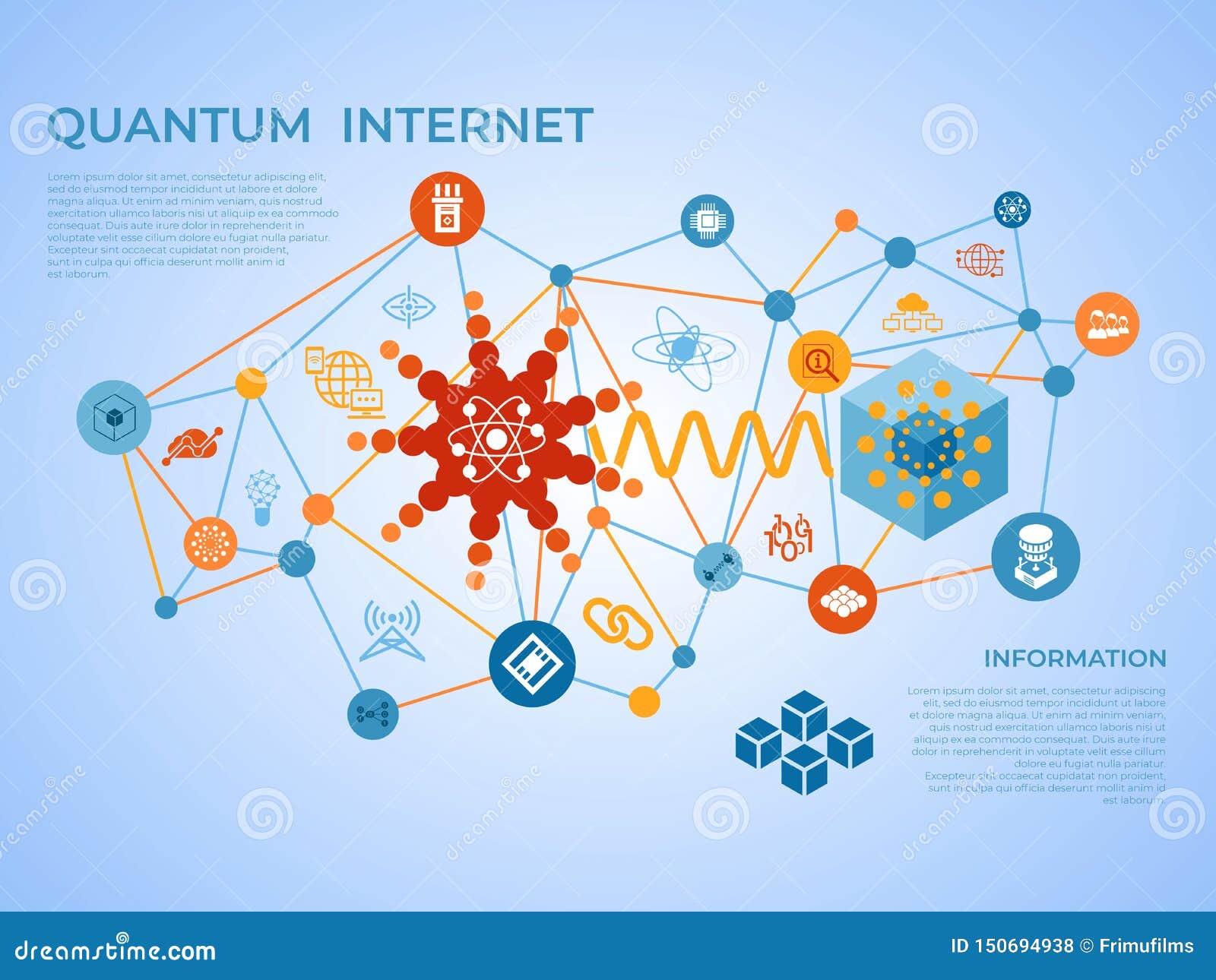 Quantum Internet Technology Icons Stock Illustration - Illustration of ...