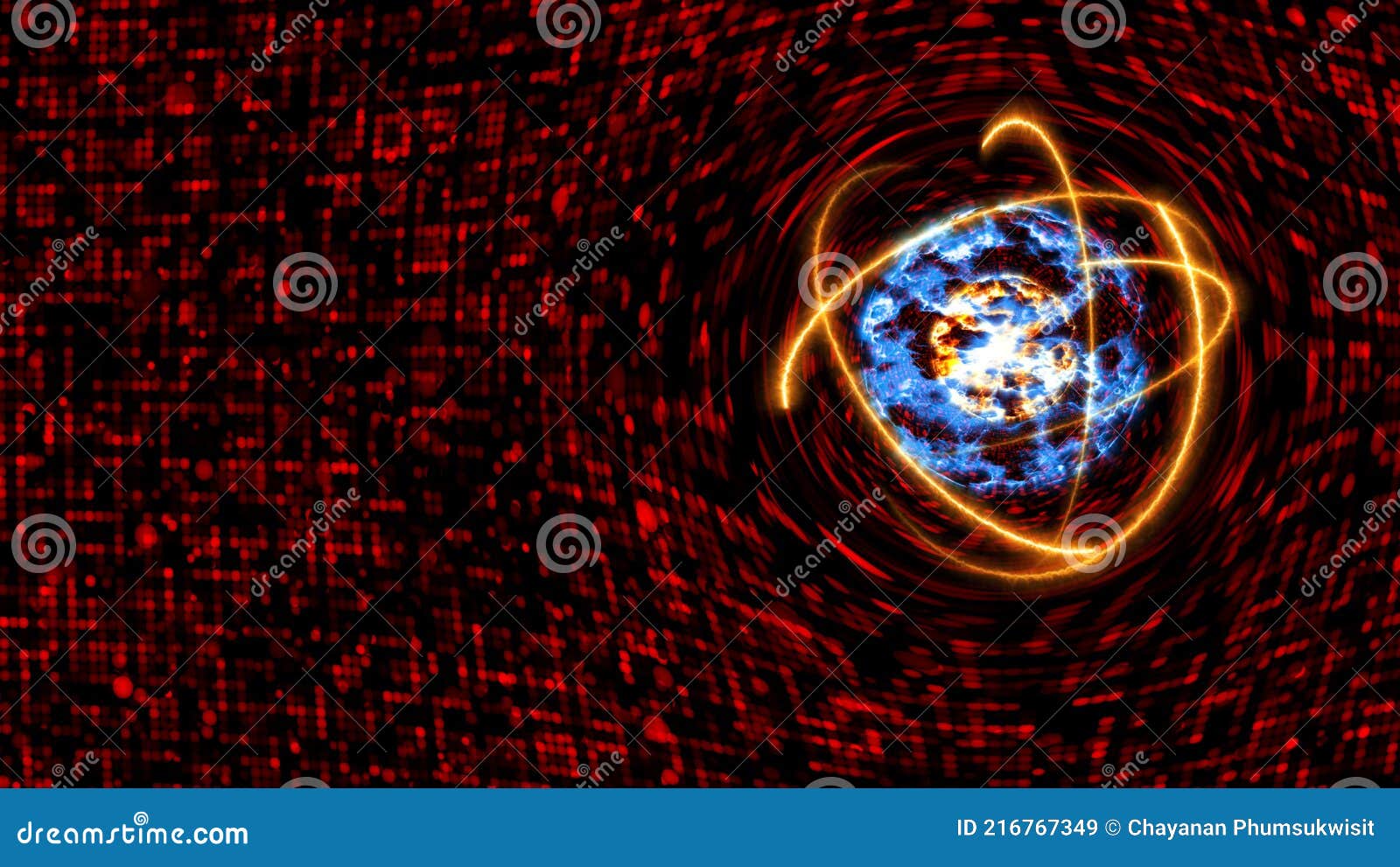 Quantum Light Red Core and Futuristic Computer Animation Stock ...