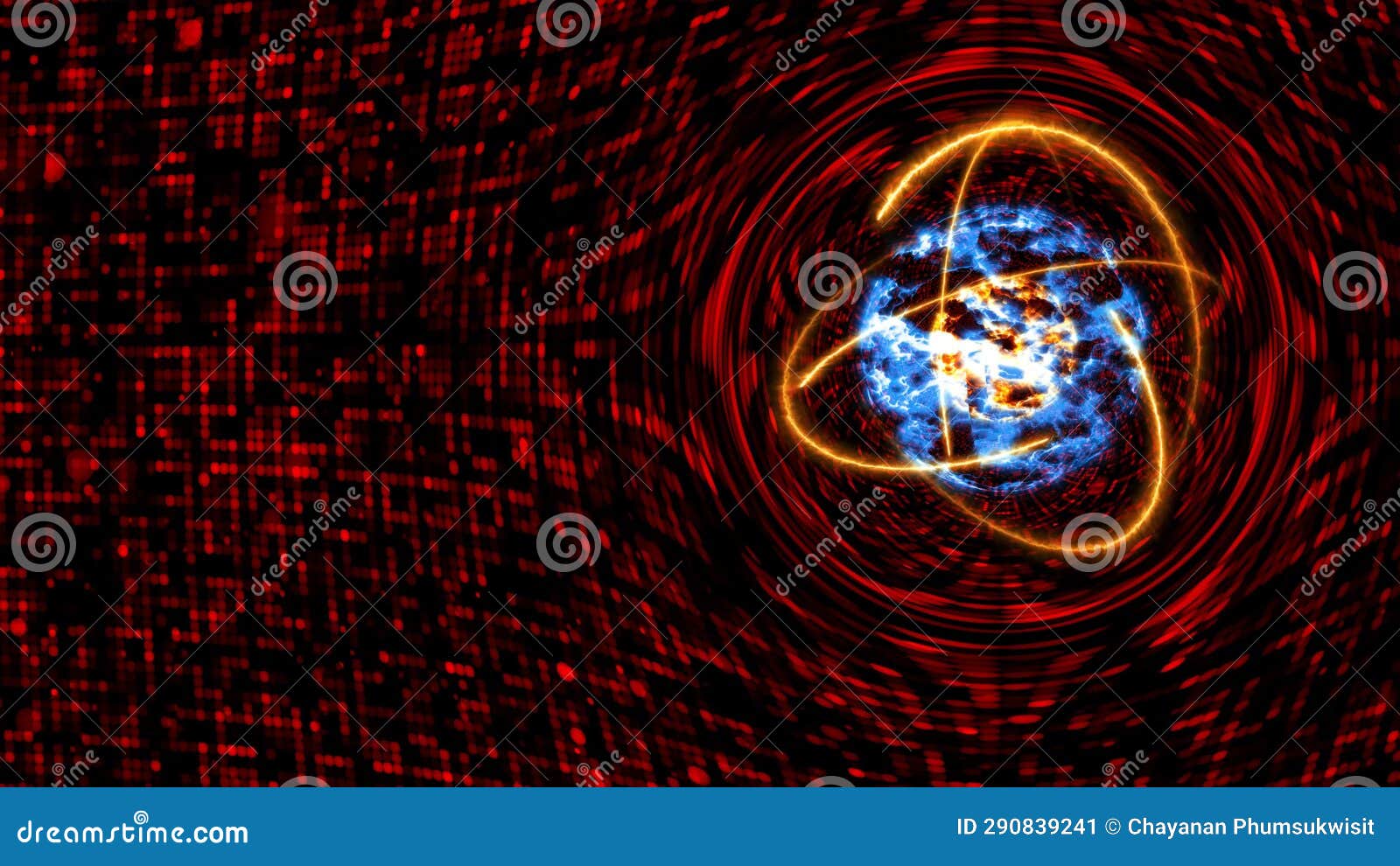 Quantum Light Red Core and Futuristic Computer Animation Abstract ...