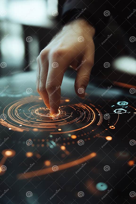 Quantum Magic Interface with User Interaction Stock Illustration ...