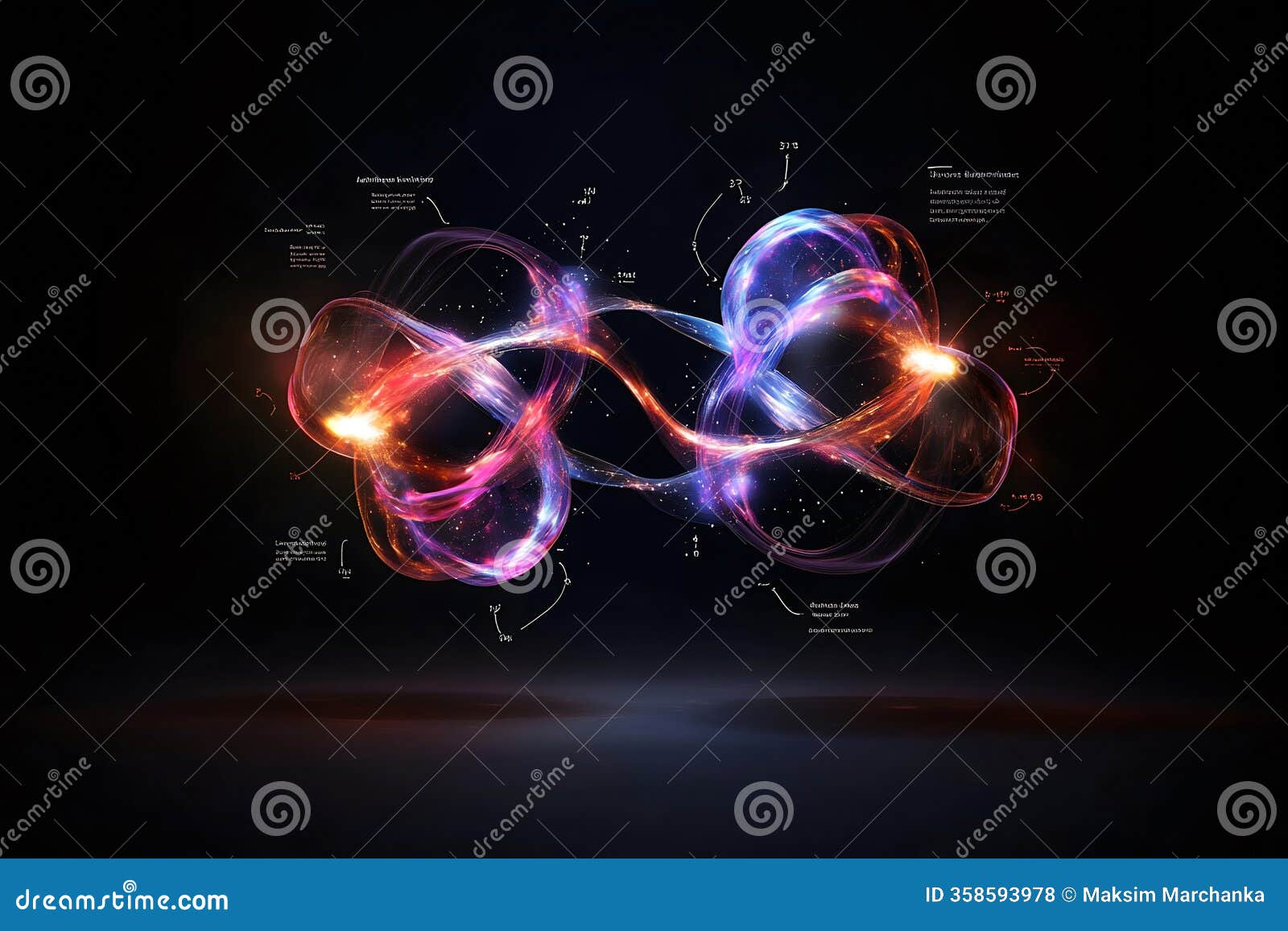 Quantum Mechanics Illustration of Entangled Particles Stock Photo ...