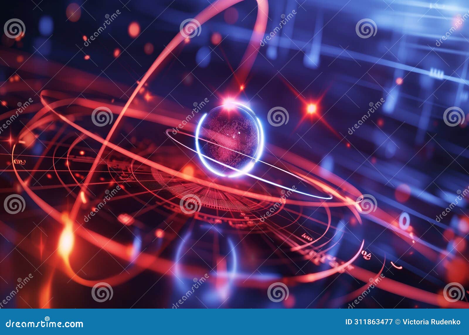 Quantum particles orbiting stock image. Image of futuristic - 311863477