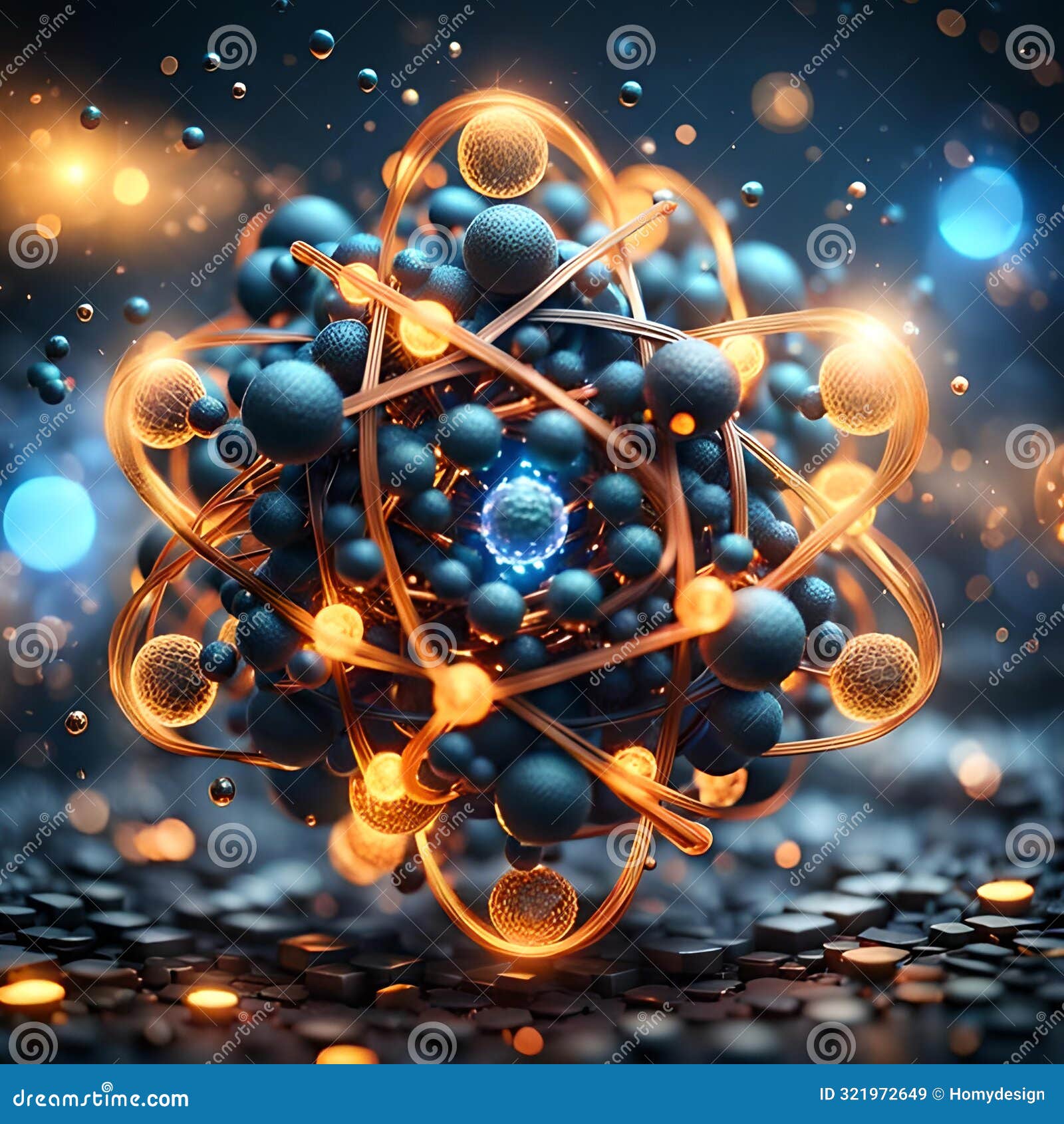 Quantum Physics Concept of Atoms Interactions Stock Illustration ...