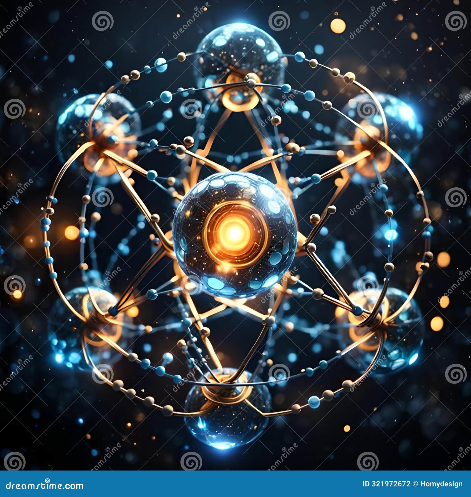 Quantum Physics Concept of Atoms Interactions Stock Illustration ...