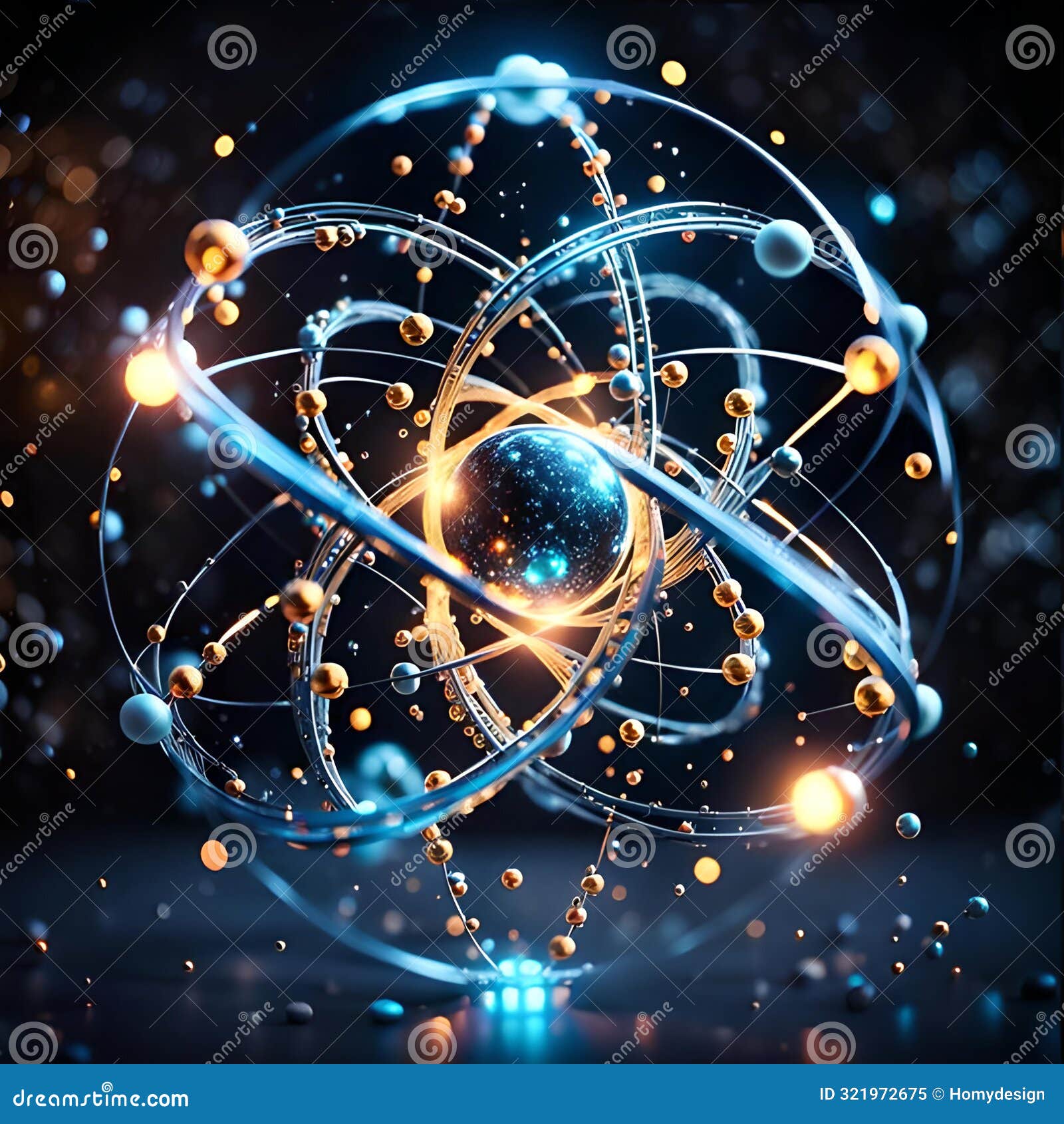 Quantum Physics Concept of Atoms Interactions Stock Illustration ...