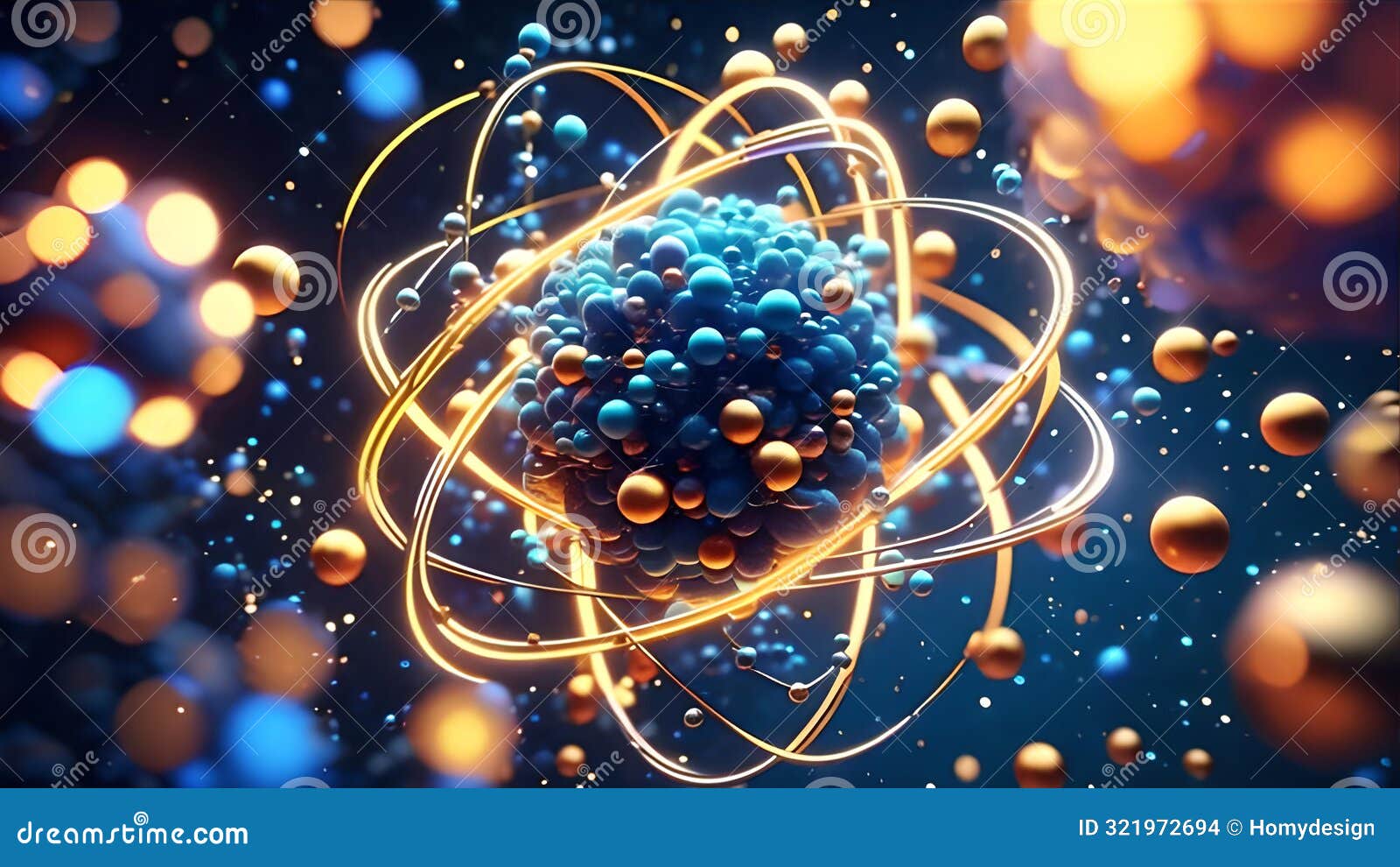 Quantum Physics Concept of Atoms Interactions Stock Illustration ...