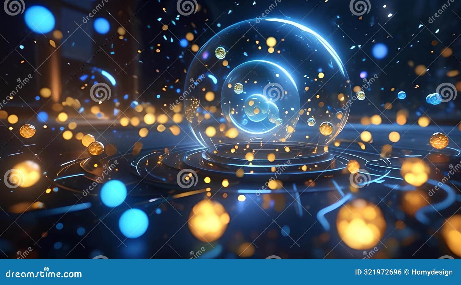 Quantum Physics Concept Of Atoms Interactions Stock Photo ...