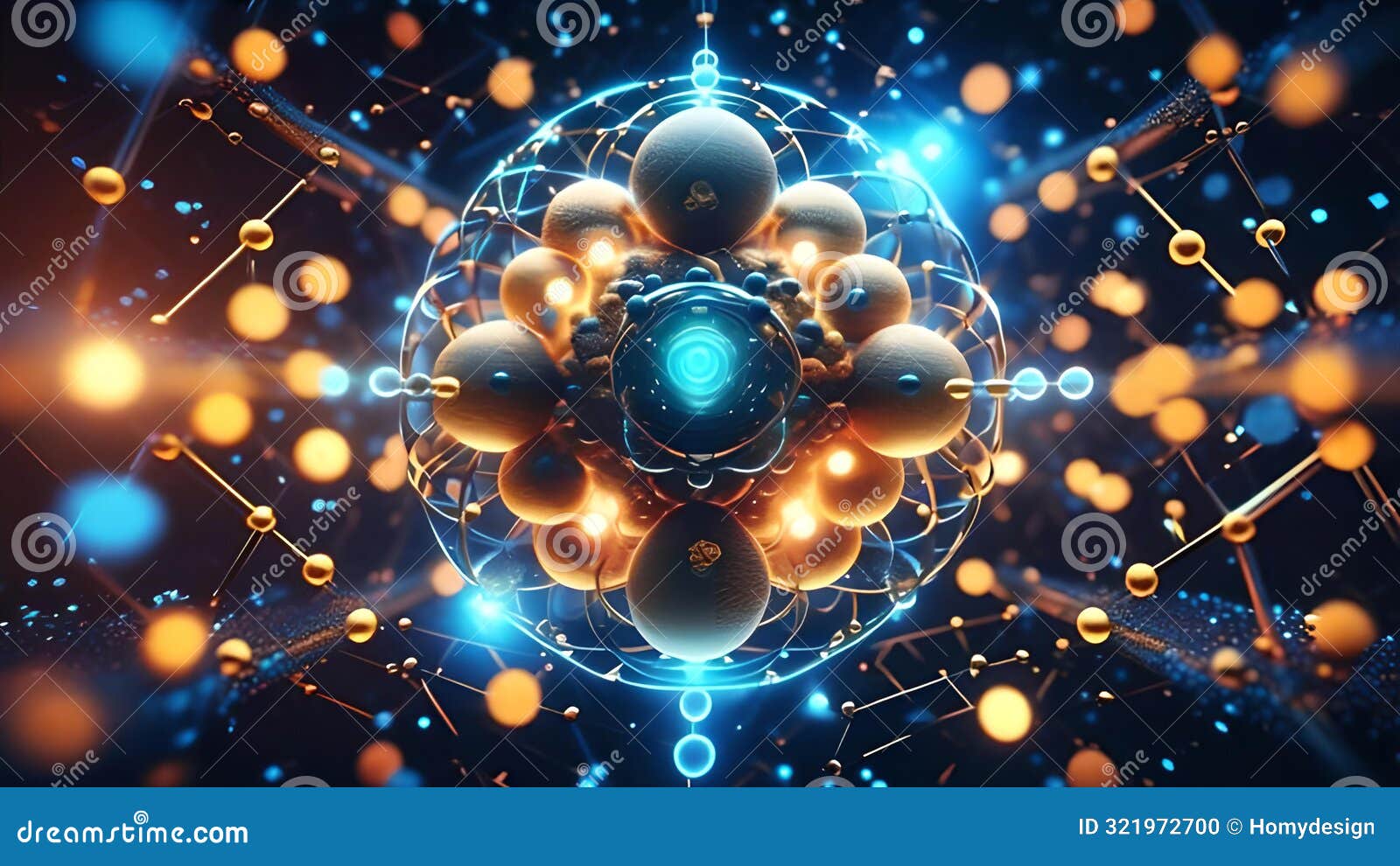 Quantum Physics Concept of Atoms Interactions Stock Illustration ...
