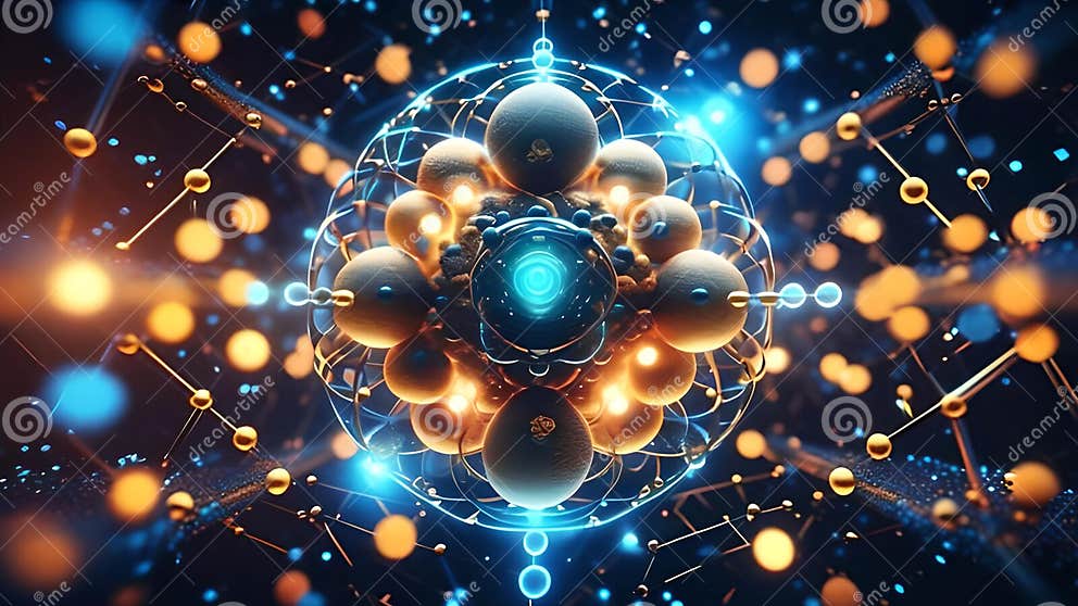 Quantum Physics Concept of Atoms Interactions Stock Illustration ...