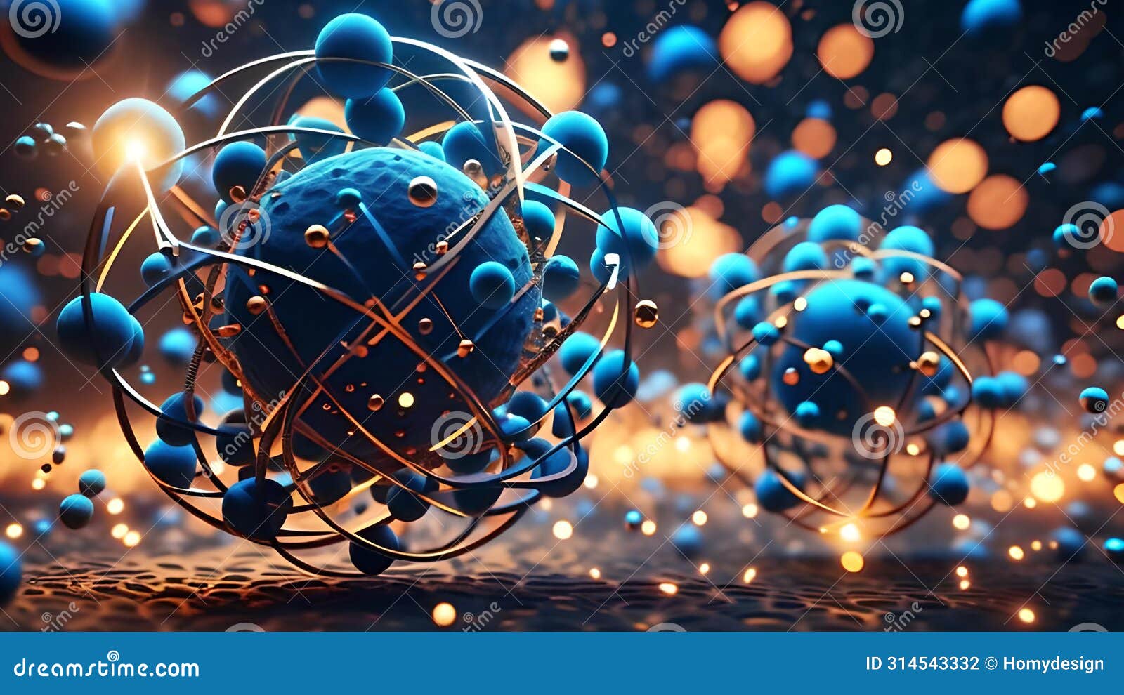 Quantum Physics Concept of Atoms Interactions Stock Illustration ...
