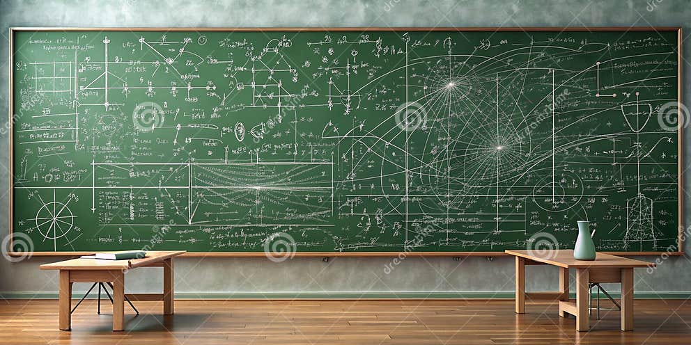 Quantum Physics Equations on Classroom Chalkboard AI-Generated Content Stock Illustration ...