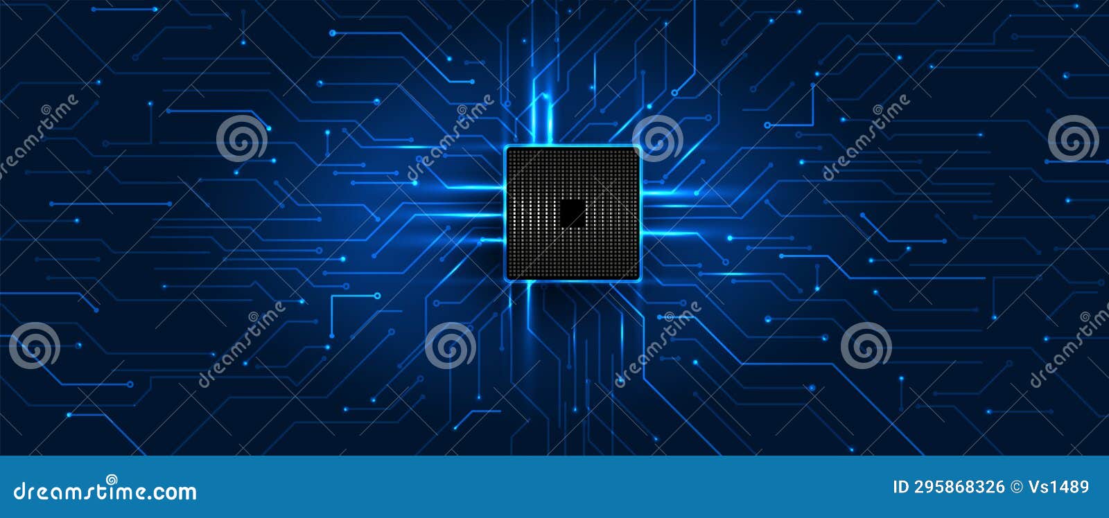 Quantum Processing. Deep Learning Artificial Intelligence. Future New ...