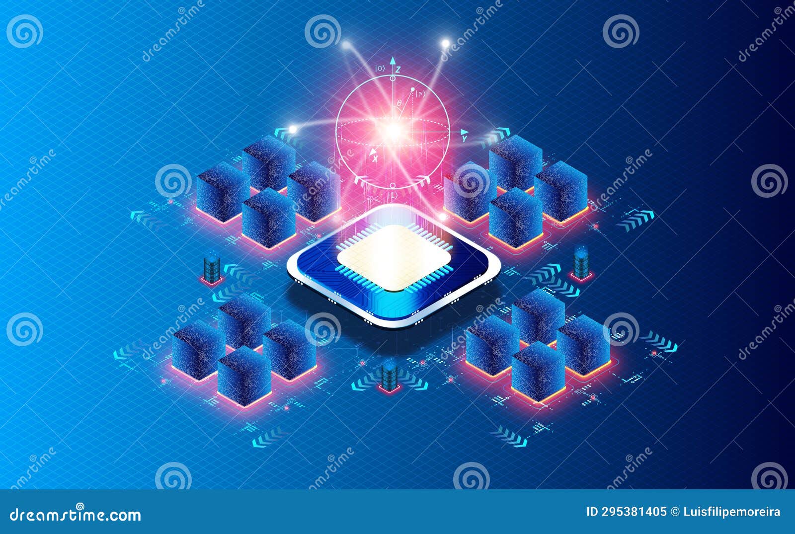 Quantum Processing Unit Concept - QPU - 3D Illustration Stock ...