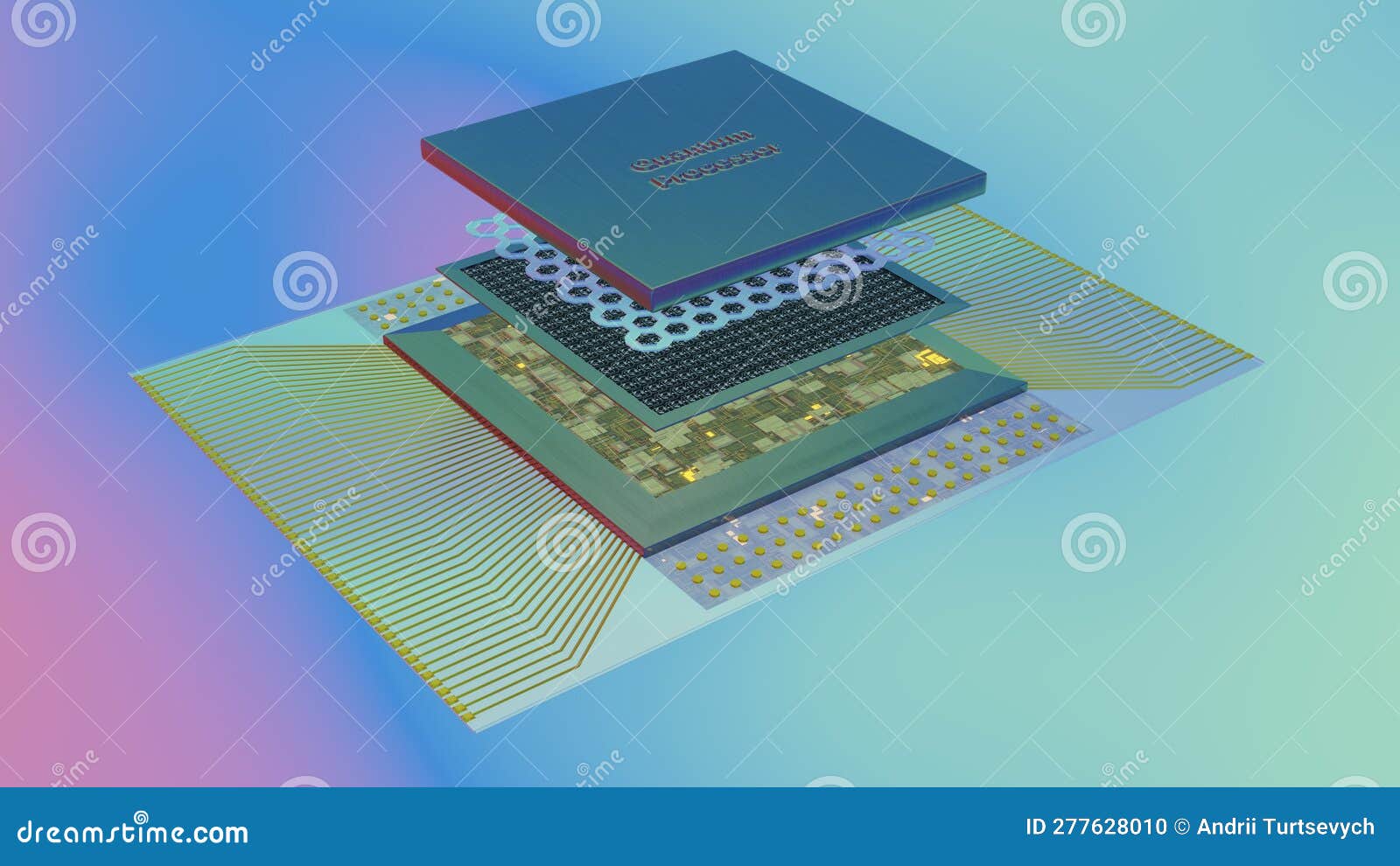 Quantum Processor Concept with Quantum Qubits Circuit Board Made of ...