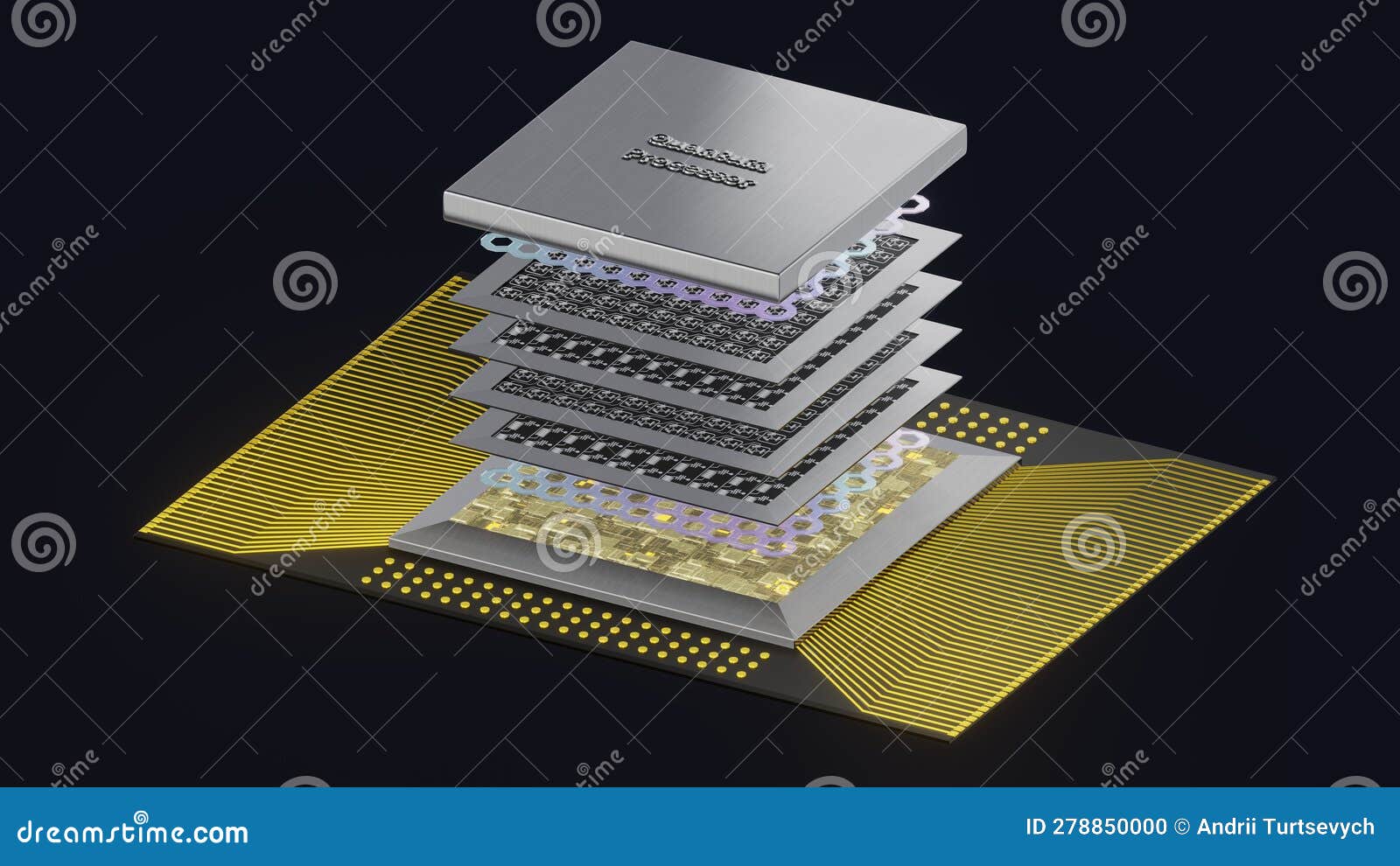 3D Rendering - Exploded View Of A Mechanical Assembly With Four Gears ...