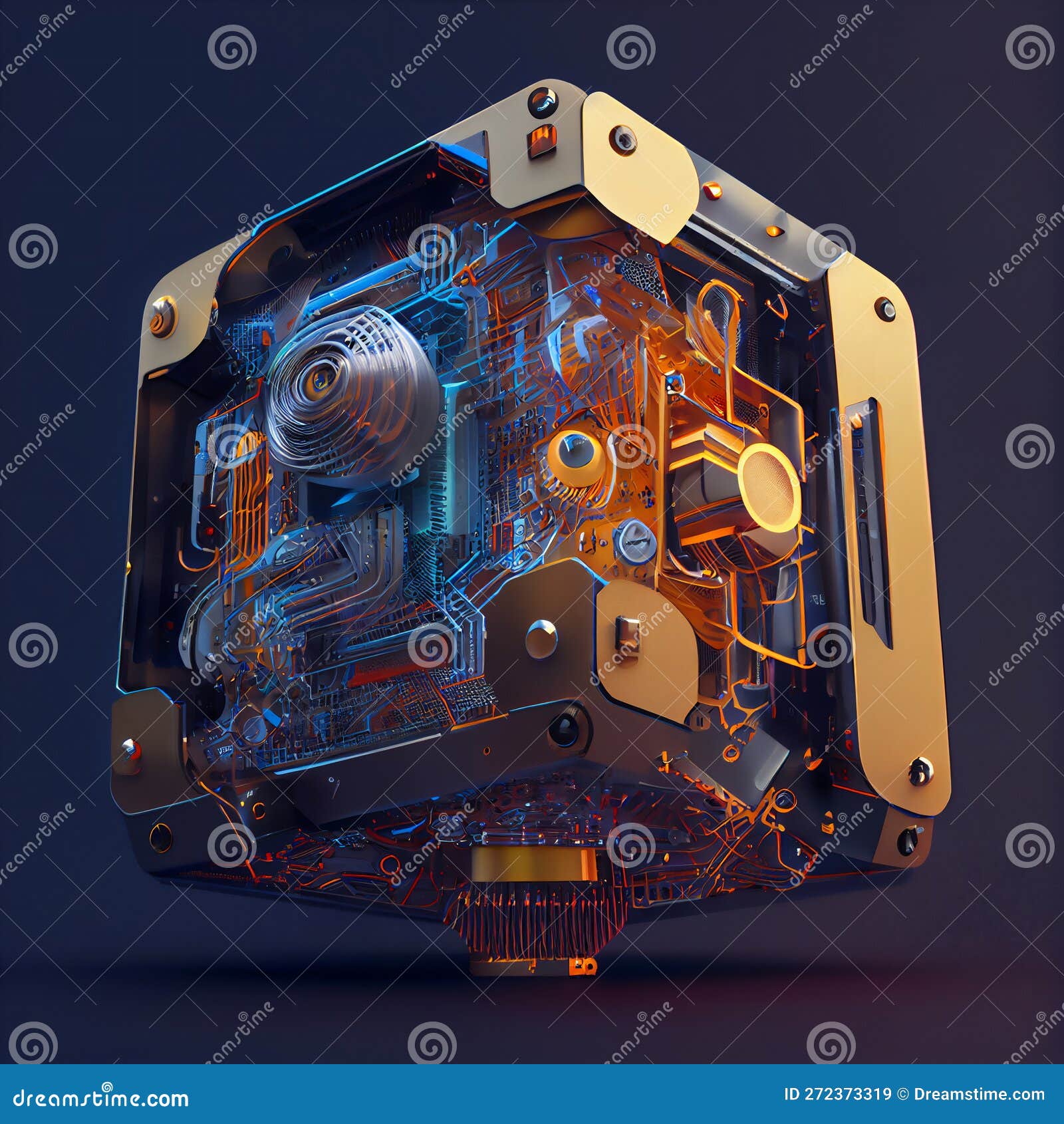 Quantum Processor, 3D Illustration Stock Illustration - Illustration of ...
