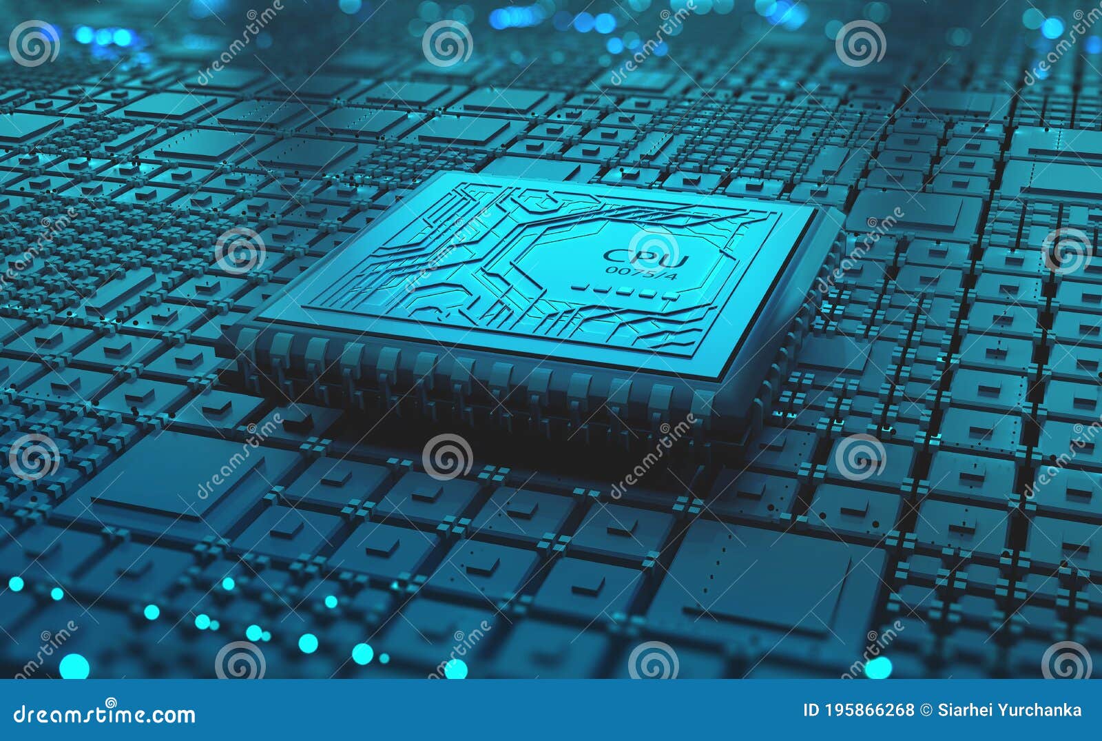 Quantum Processor, CPU, Futuristic Computer Circuit. High Technology ...