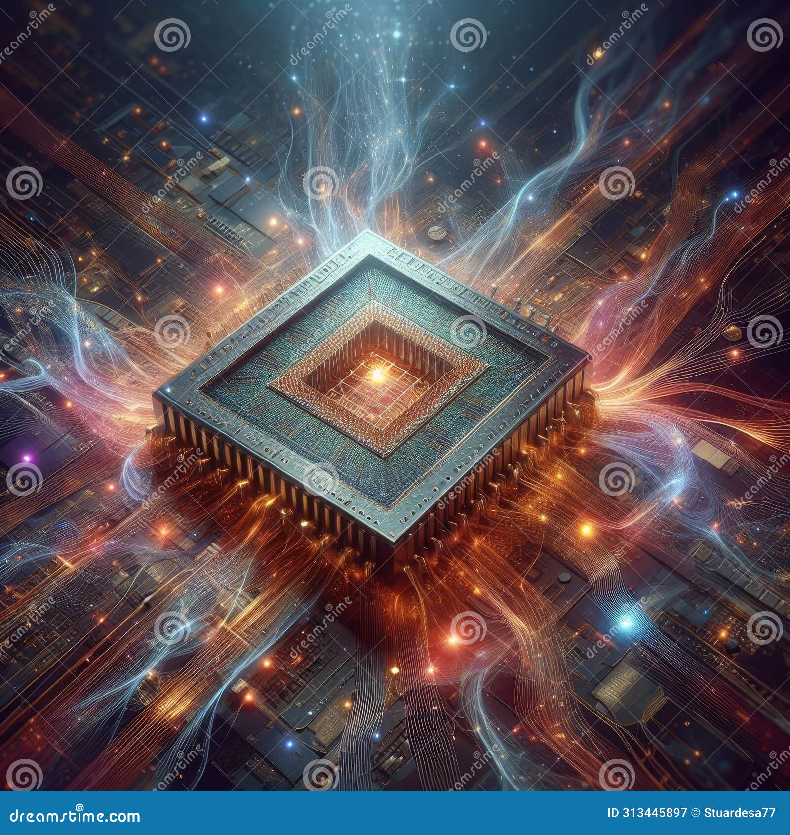 Quantum Processor Energy Flow Stock Image - Image of powerful, power ...