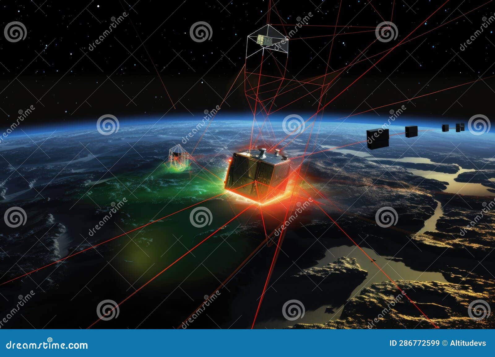 Quantum Radar Beams Detecting Objects in Space Stock Image - Image of ...
