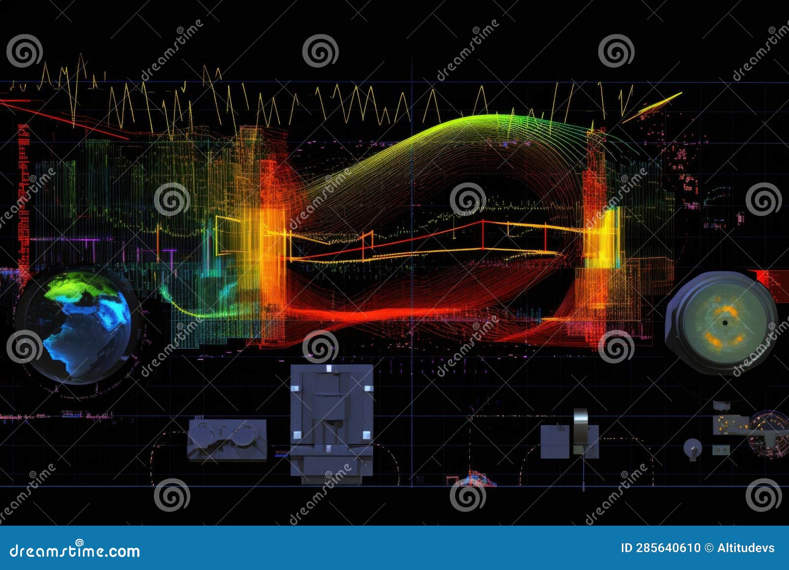 Quantum Radar Display Showing Signal Processing Data Stock Illustration ...