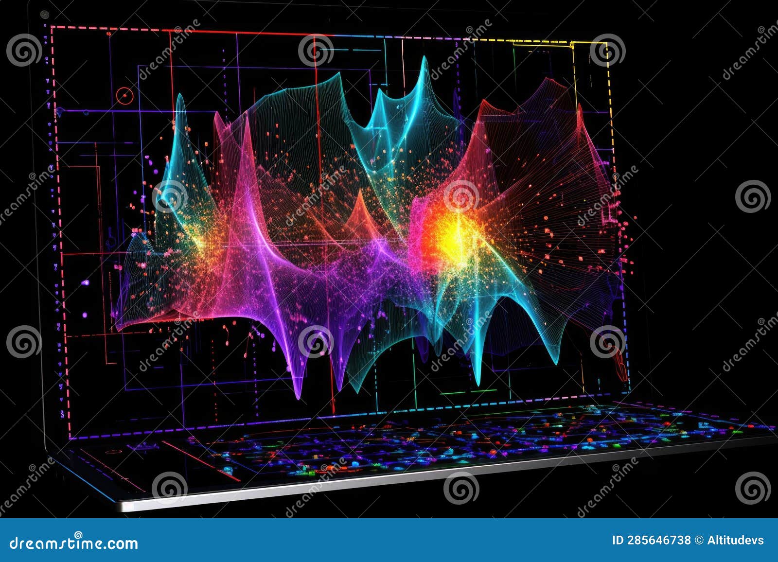 Quantum Radar Signals Visualized on a Computer Screen Stock Photo ...