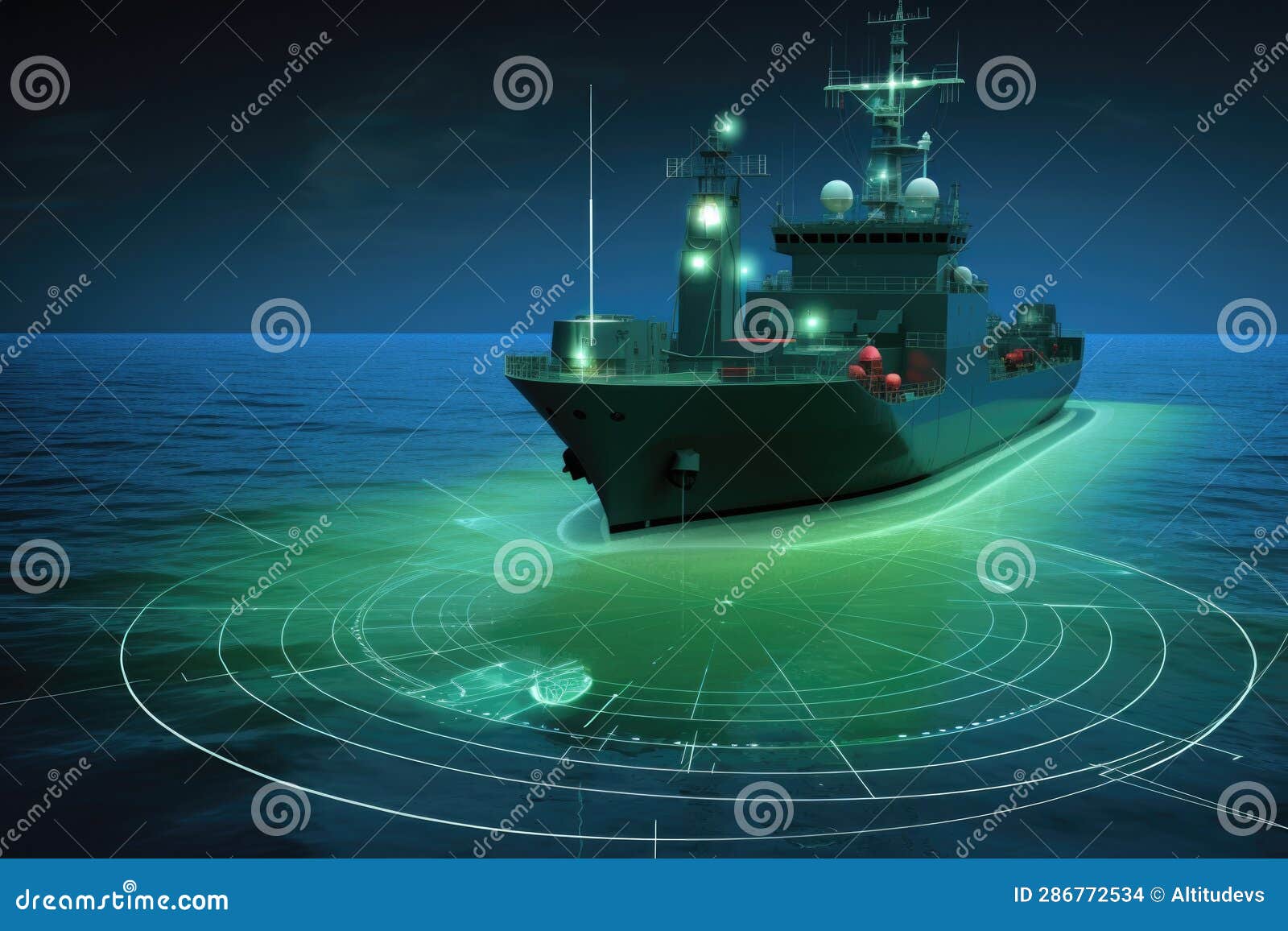 Quantum Radar Technology for Maritime Applications Stock Illustration ...
