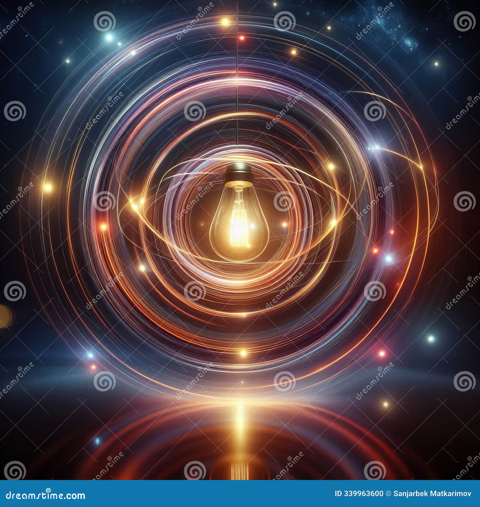 Quantum Rings Rings of Light that Orbit Around a Central Bulb Ch Stock ...