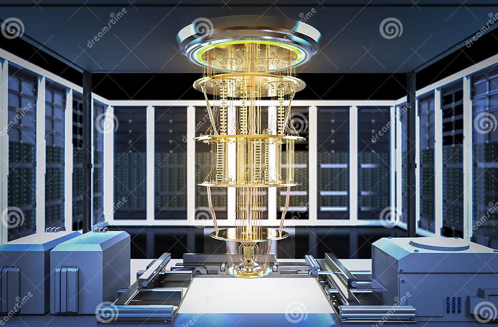 Quantum Server Network with Quantum Computer Machine in Server Room ...