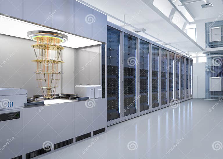 Quantum Server Network with Quantum Computer Machine in Server Room ...