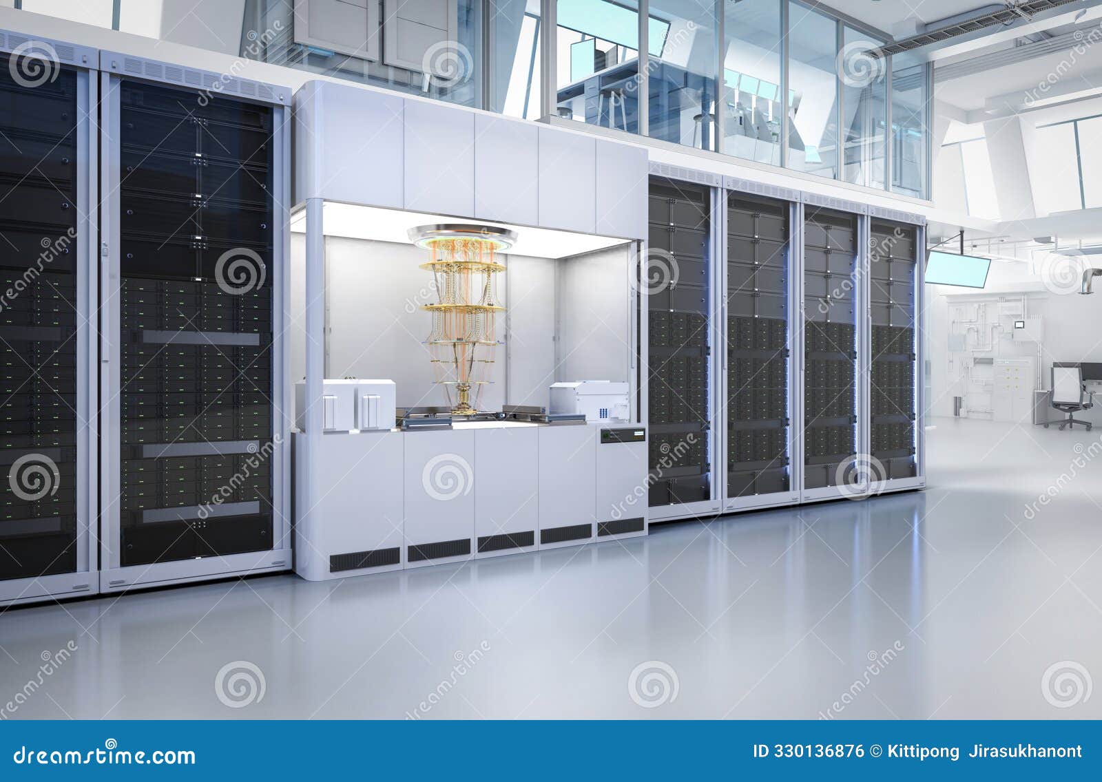 Quantum Server Network with Quantum Computer Machine in Server Room ...