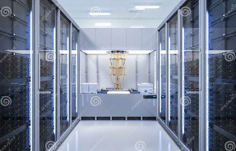 Quantum Server Network with Quantum Computer Machine in Server Room ...