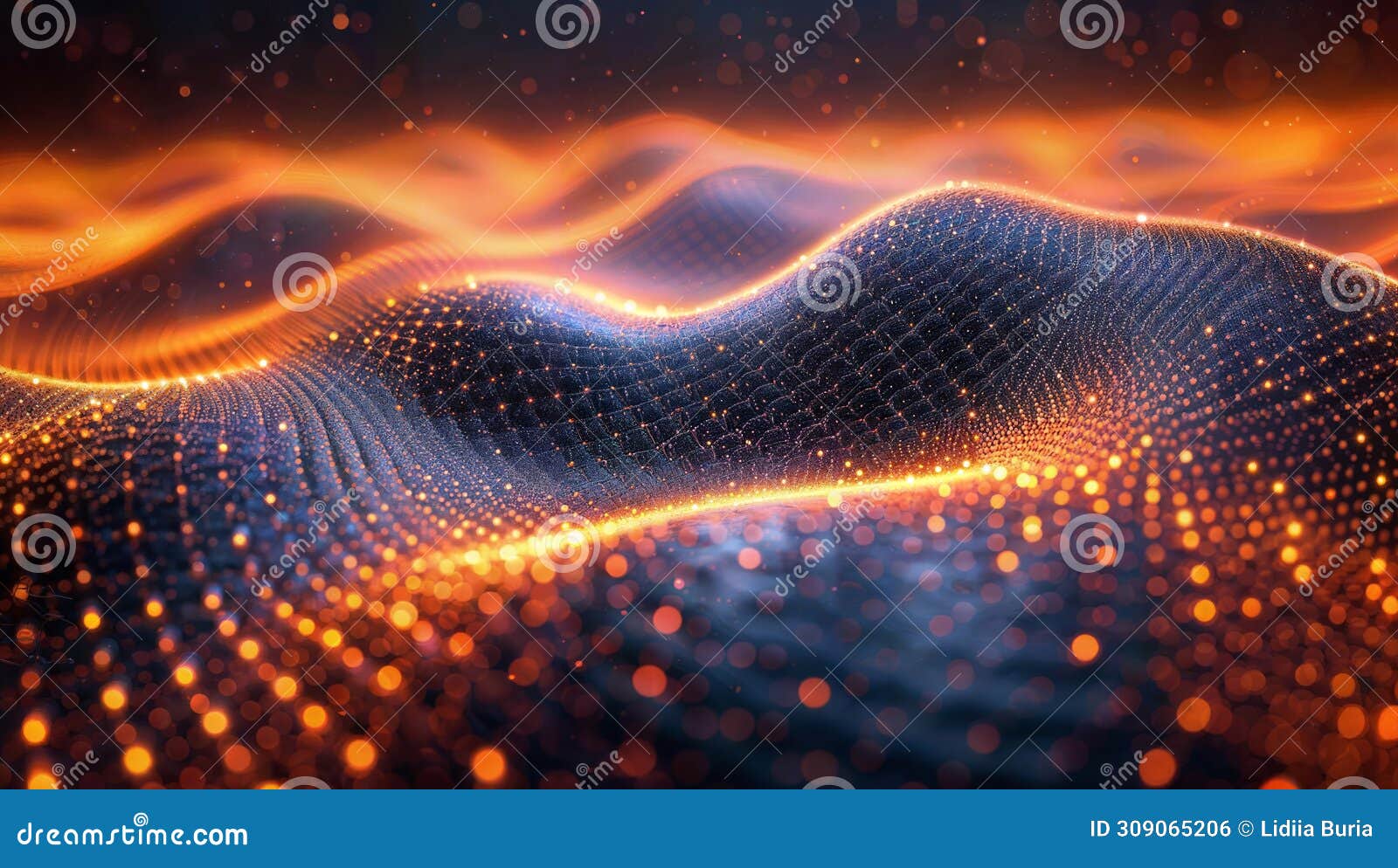 Cosmic Wave Dance: Digital Orange & Blue Euphoria, Generative Ai Stock ...