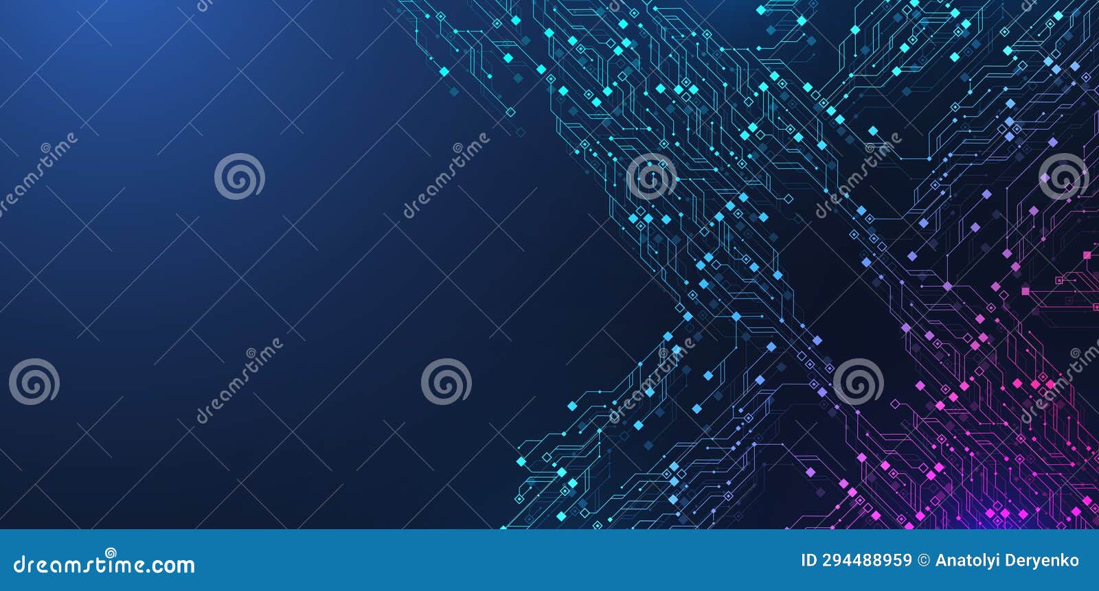 Quantum Technologies Concept. Deep Learning Artificial Intelligence. Circuit Board Texture ...