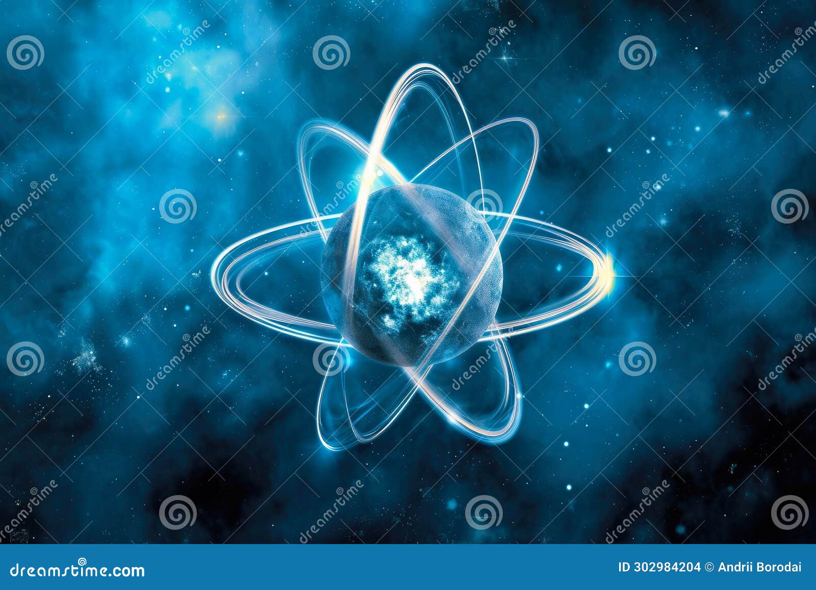 Quantum Whirlwind: Nucleus and Electrons. Stock Illustration ...