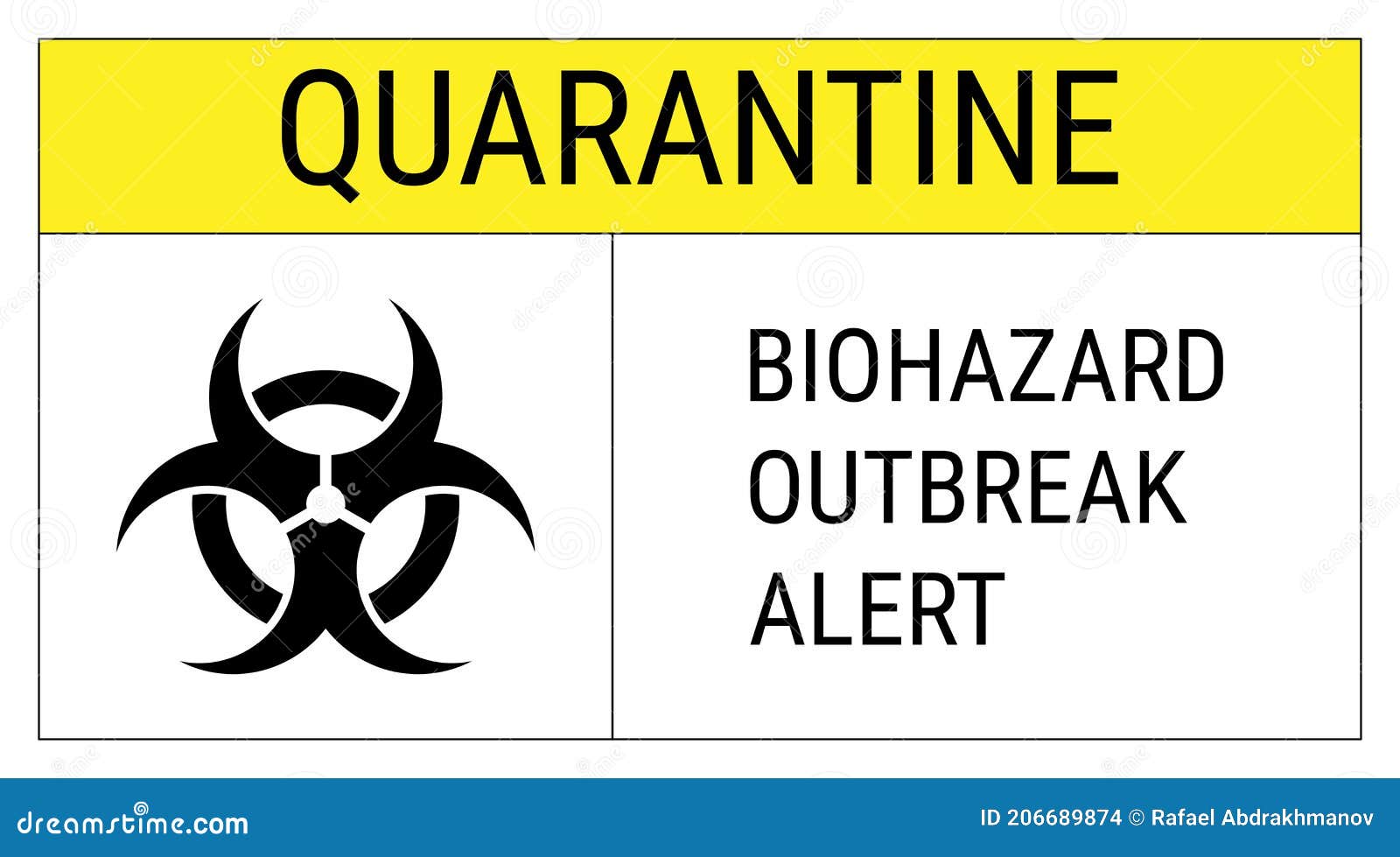 Quarantine. Outbreak Alert. Biohazard Yellow Vector Sign Stock Vector ...
