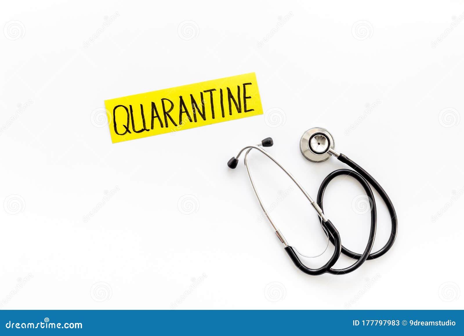 Quarantine Sick at Home. Stethoscope on White Background Top-down ...