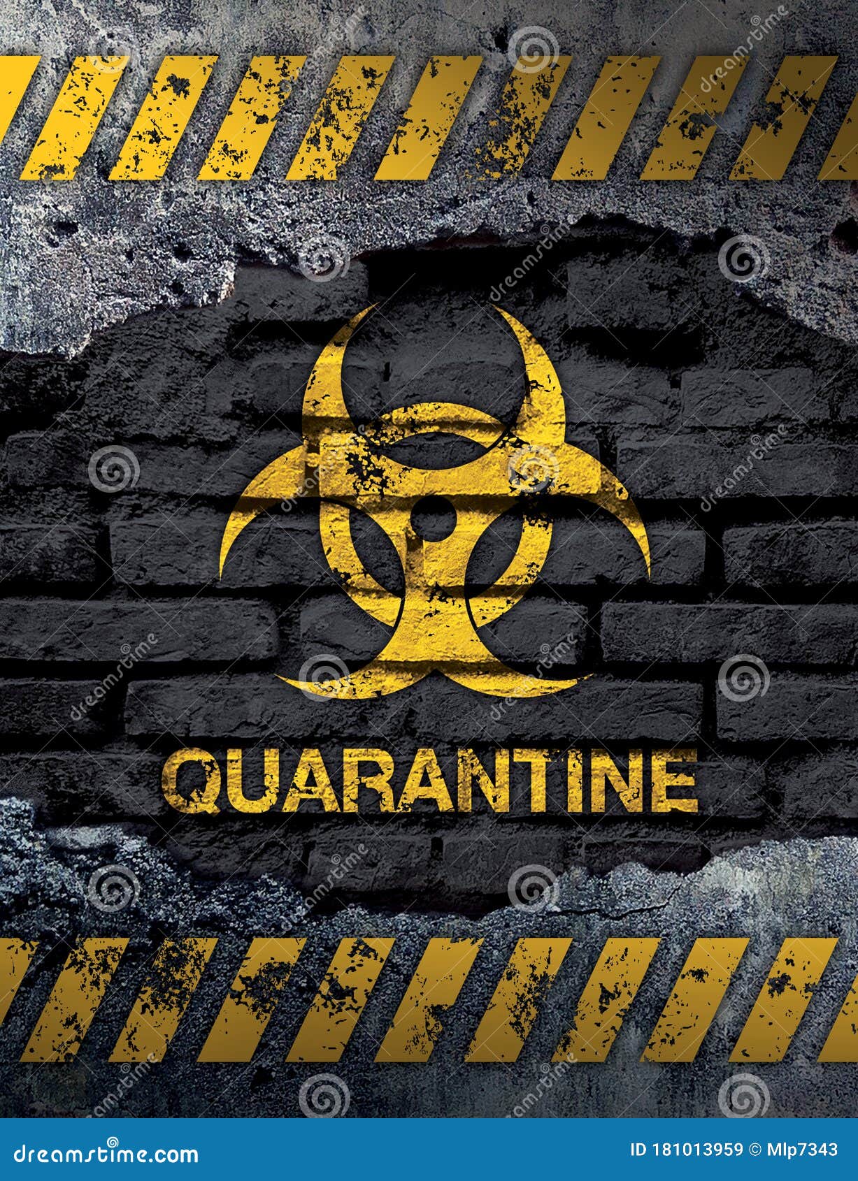 Quarantine Sign on Old Brick Wall Background Stock Image - Image of ...